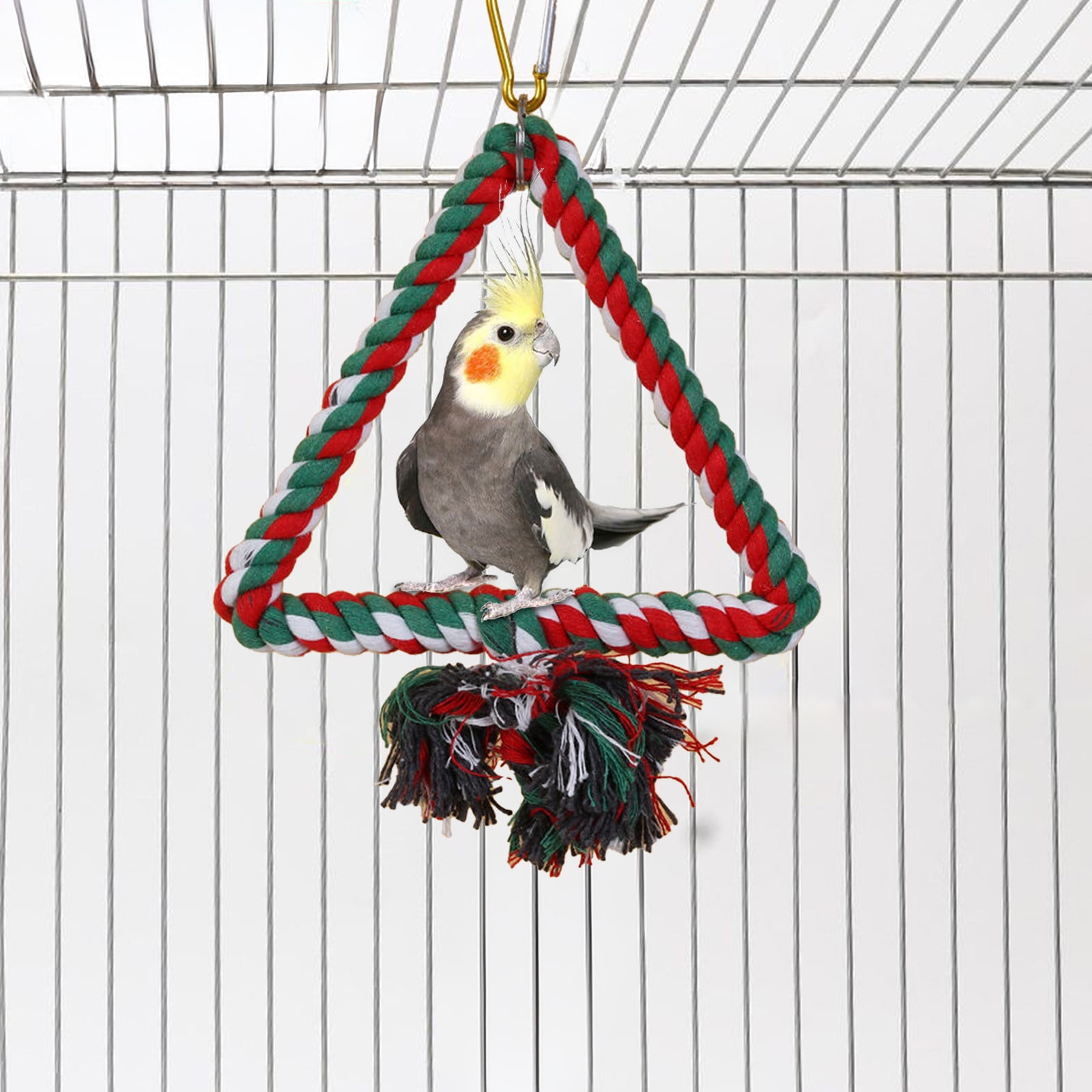 IGEED Triangle Rope Swing Bird Toy,Parrot Cage Toys,Safe to Climb and ...