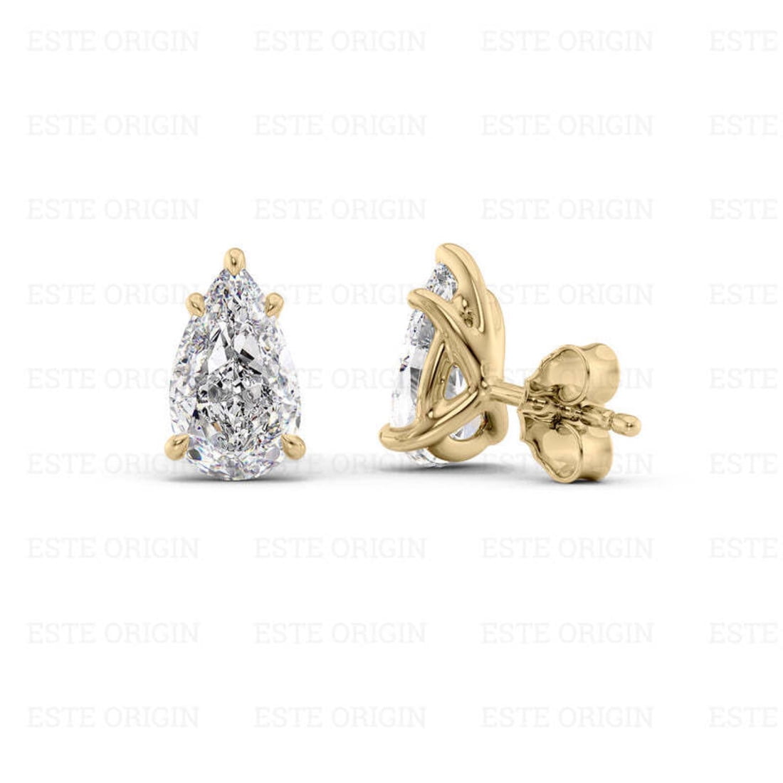 IGI Certified 1.5 Ct Pear Cut Lab Grown Solitaire Diamond Stud Earrings ...