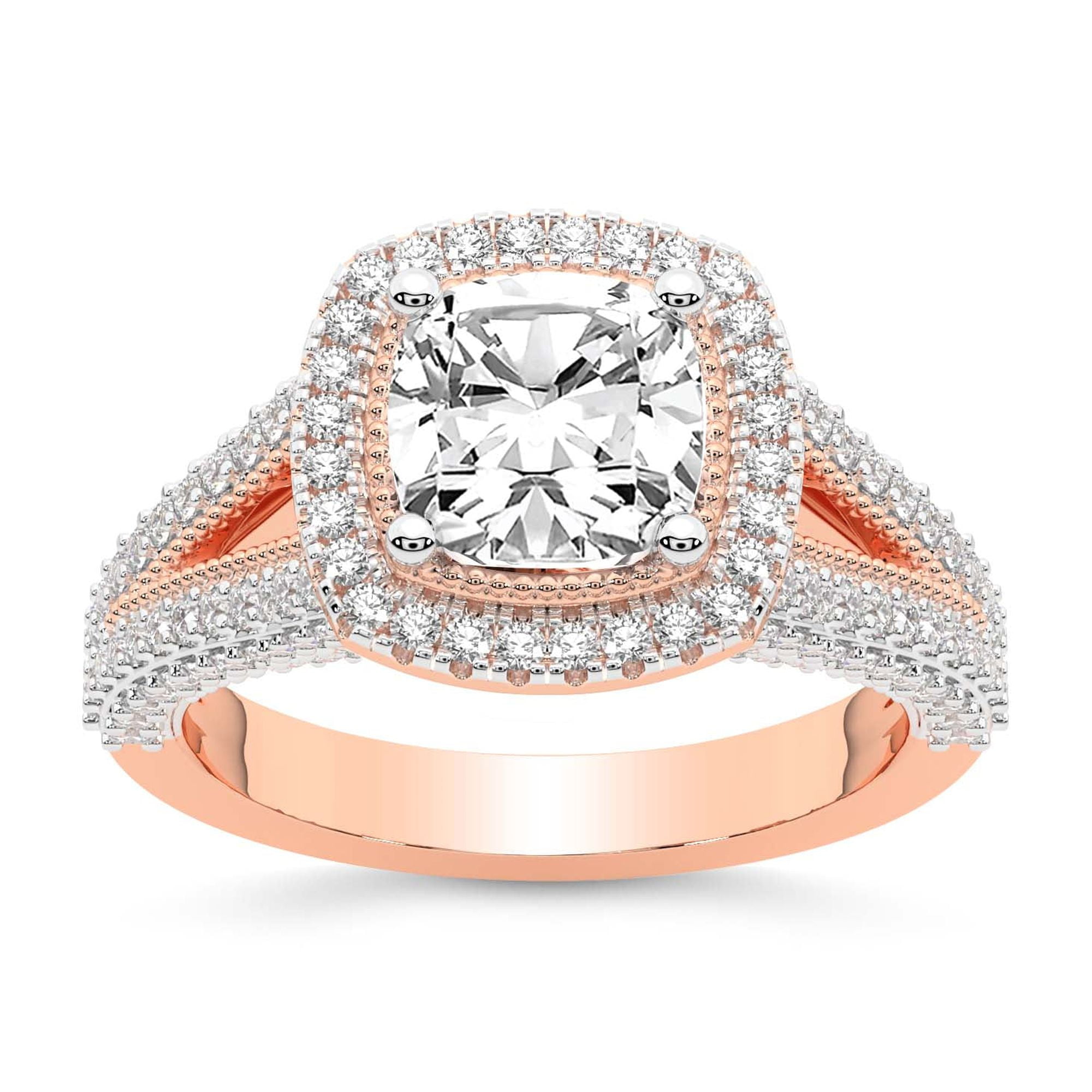 IGI Certified 1 Carat Cushion Shape Lab Grown Diamond Engagement Ring ...