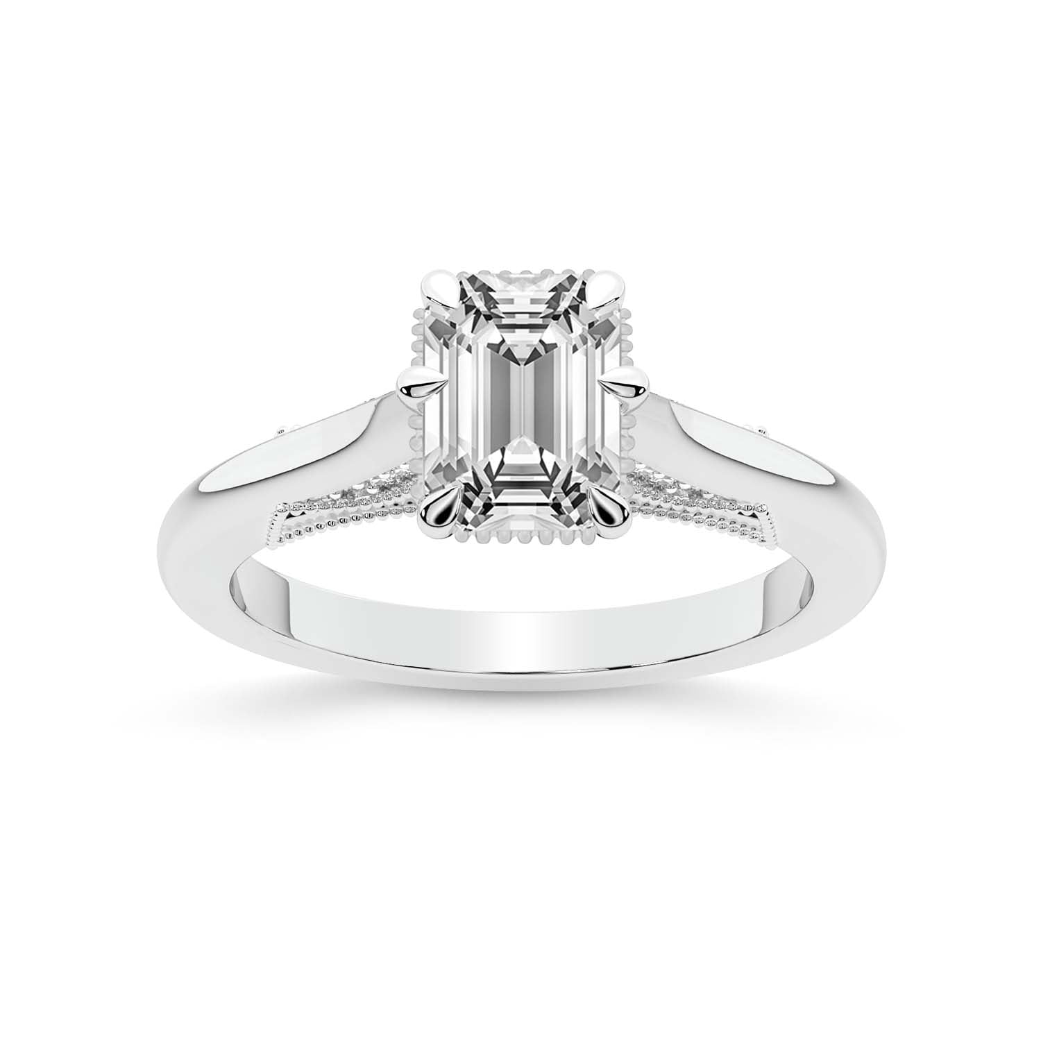 IGI Certified 1 Carat Emerald Shape Lab Grown Diamond Engagement Ring ...