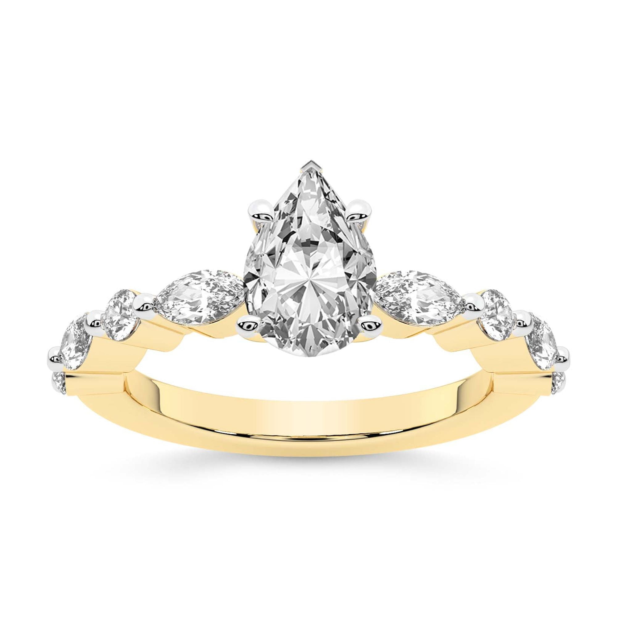 IGI Certified 1 Carat Pear Shape Lab Grown Diamond Engagement Ring ...