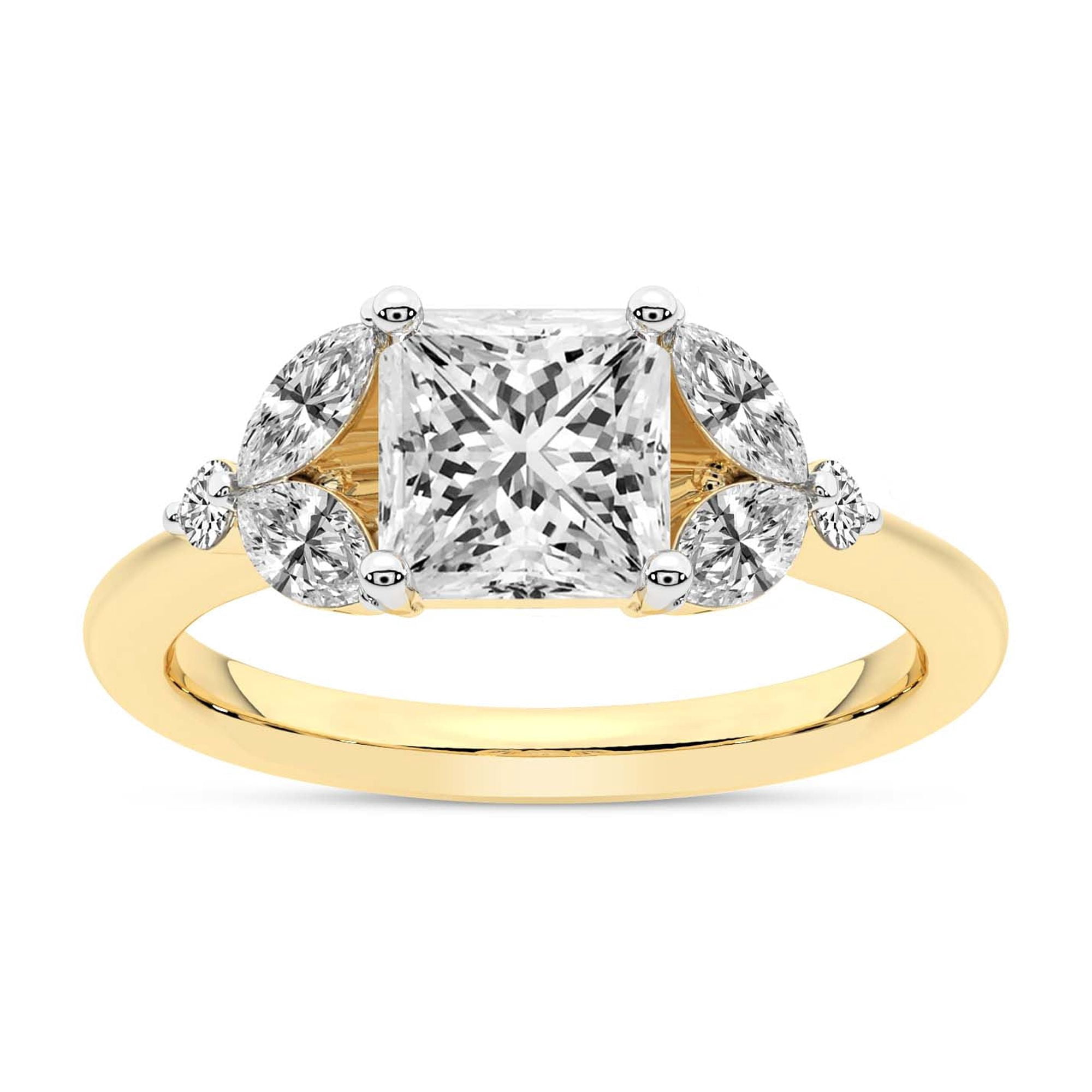 IGI Certified 1 Carat Princess Shape Lab Grown Diamond Engagement Ring ...