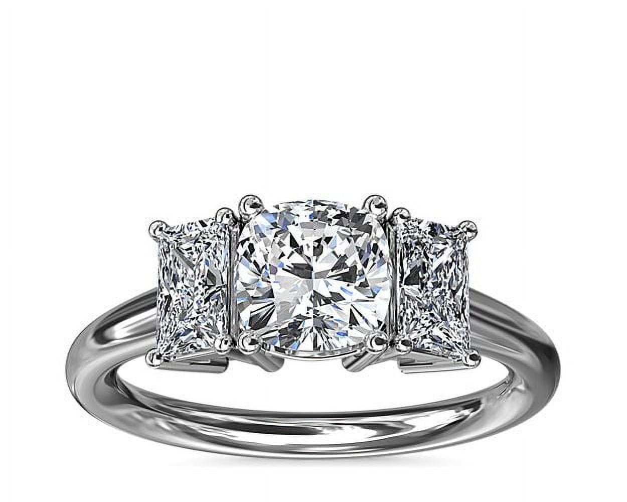 IGI Certified 2.70 Ct Stunninging Cushion Cut Lab Grown Diamond Three Stone Engagement Ring for ...