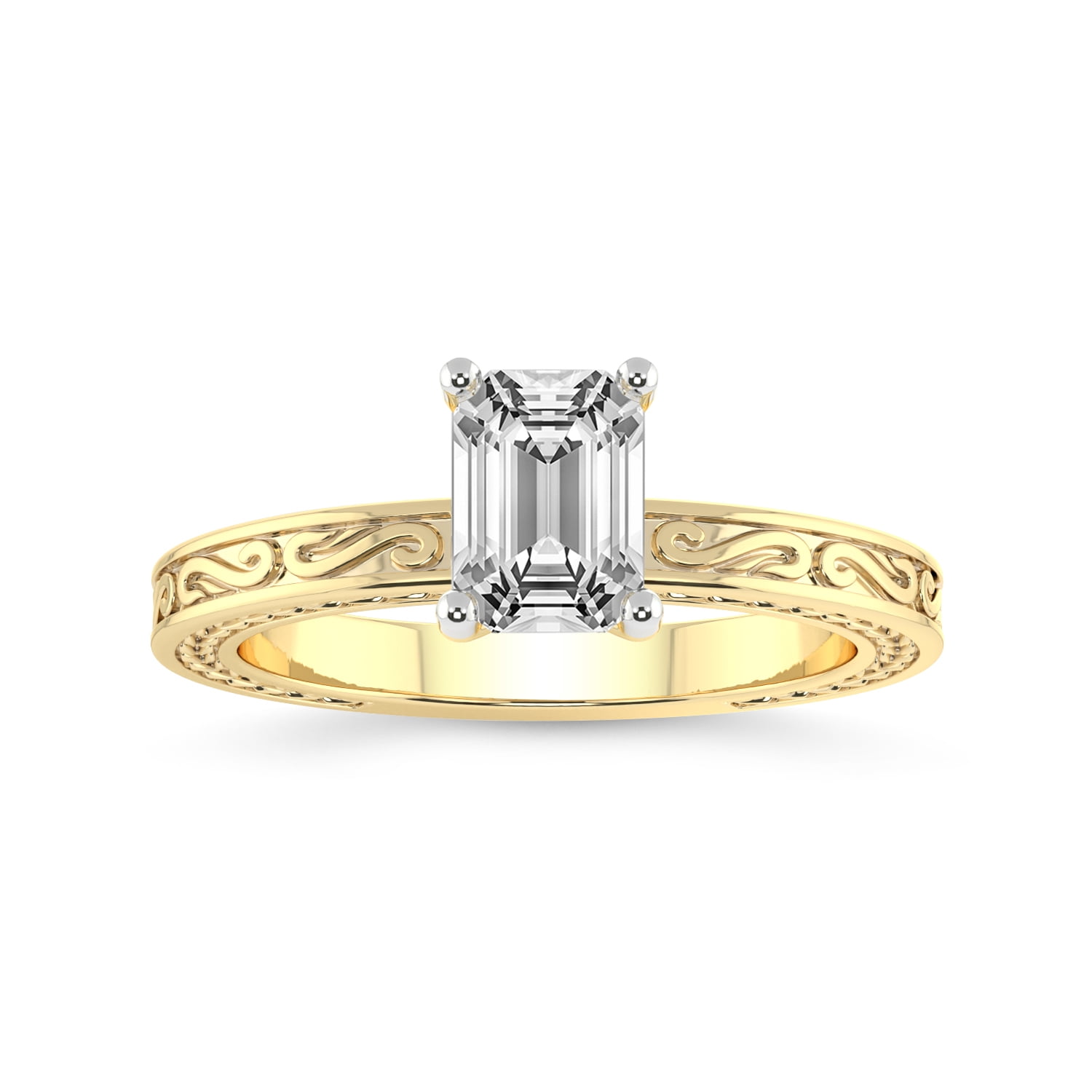 IGI Certified 2 Carat Emerald Shape Lab Grown Diamond Engagement Ring ...