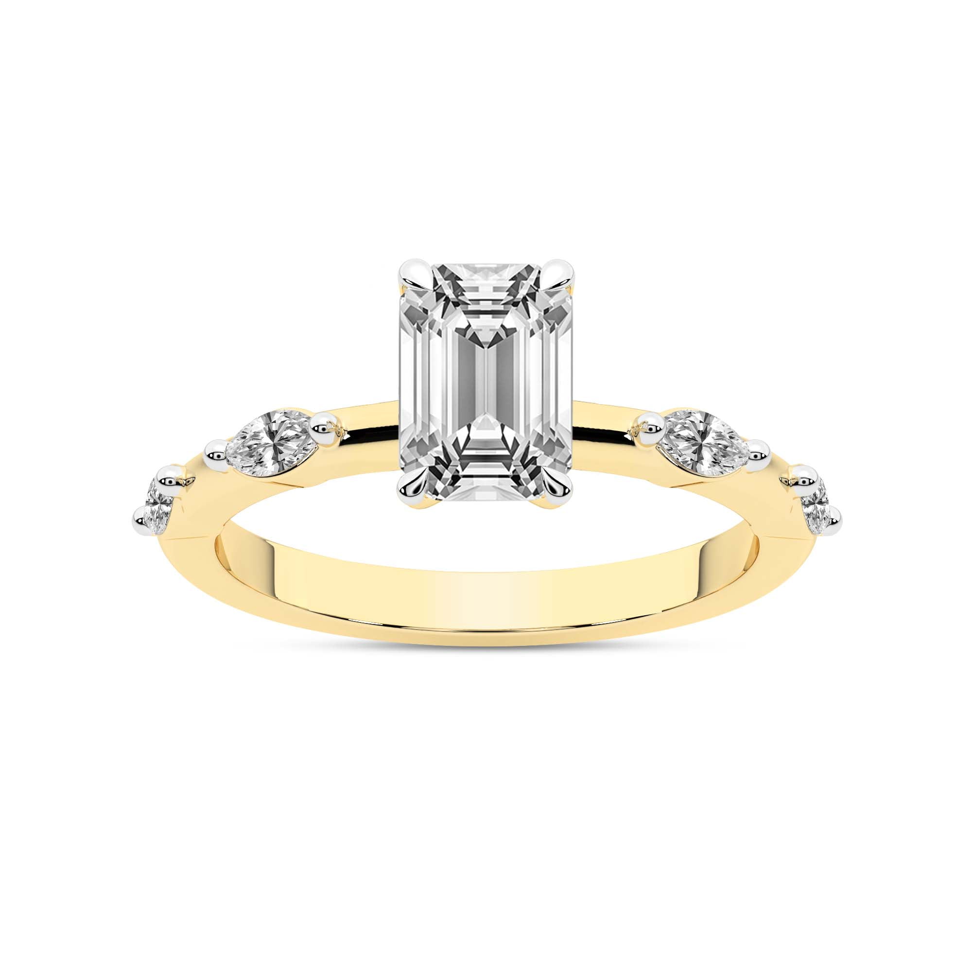 IGI Certified 2 Carat Emerald Shape Lab Grown Diamond Engagement Ring ...