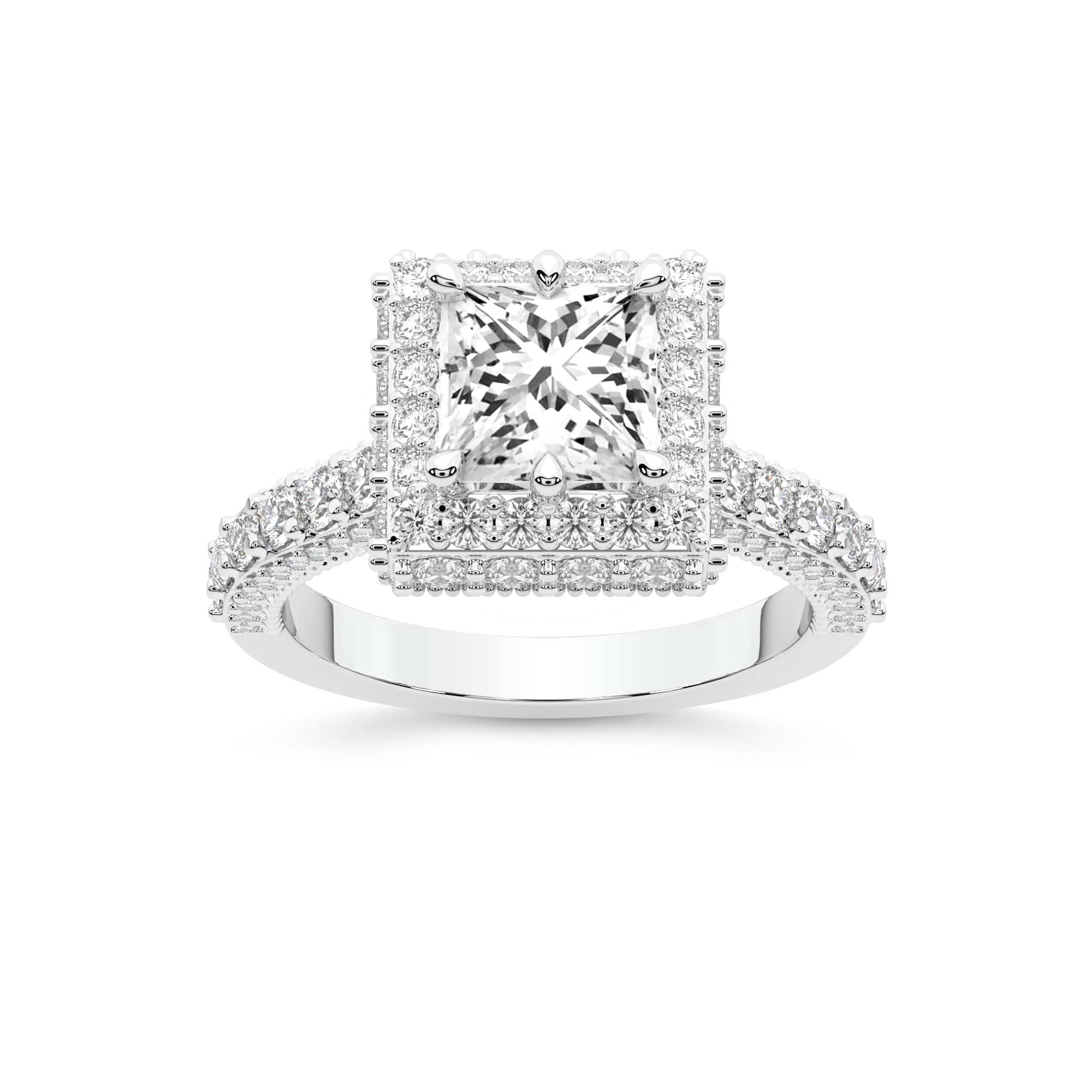 IGI Certified 2 Carat Princess Shape Lab Grown Diamond Engagement Ring ...