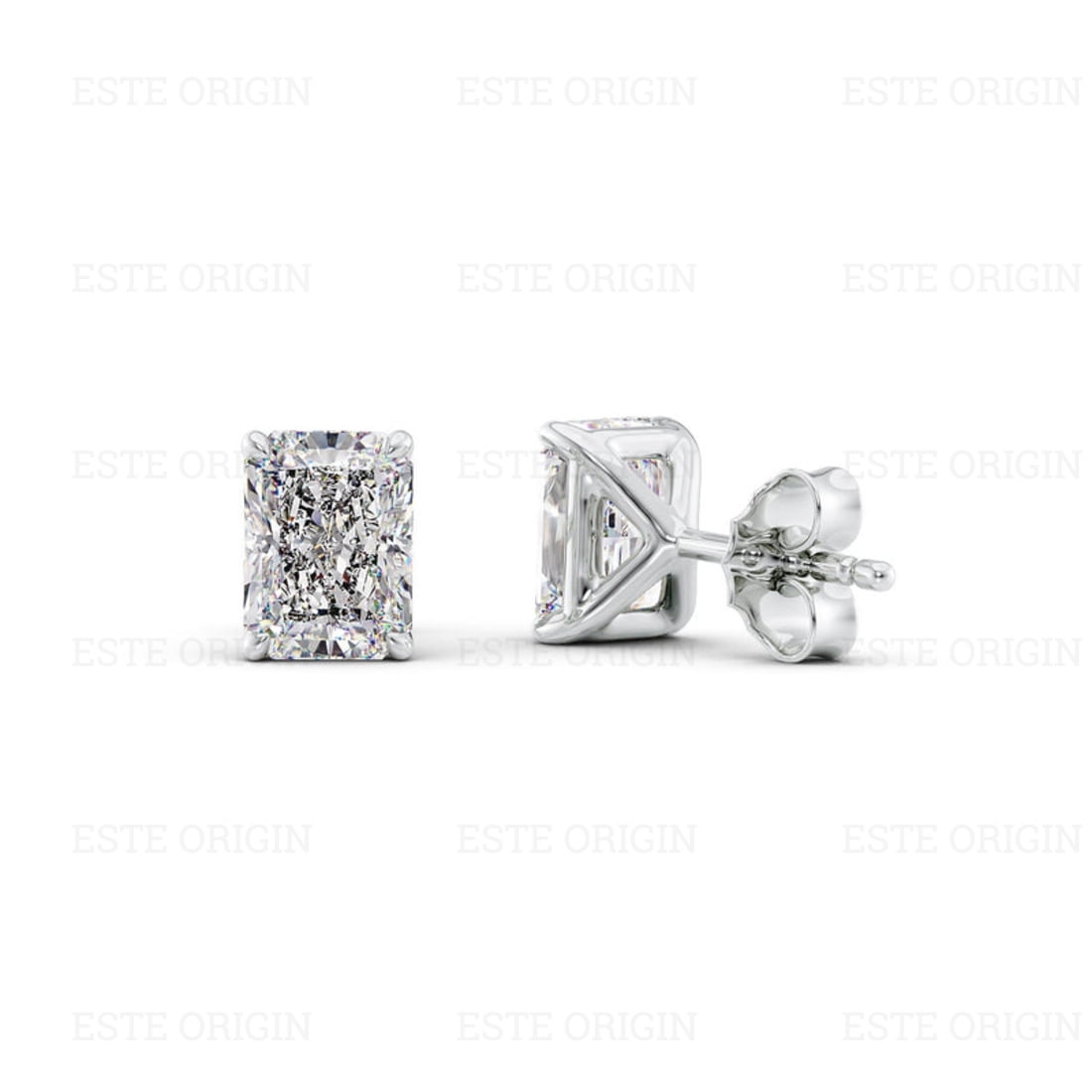 IGI Certified 2 Ct Radiant Cut Lab-Grown Diamond Stud Earrings – 14K ...