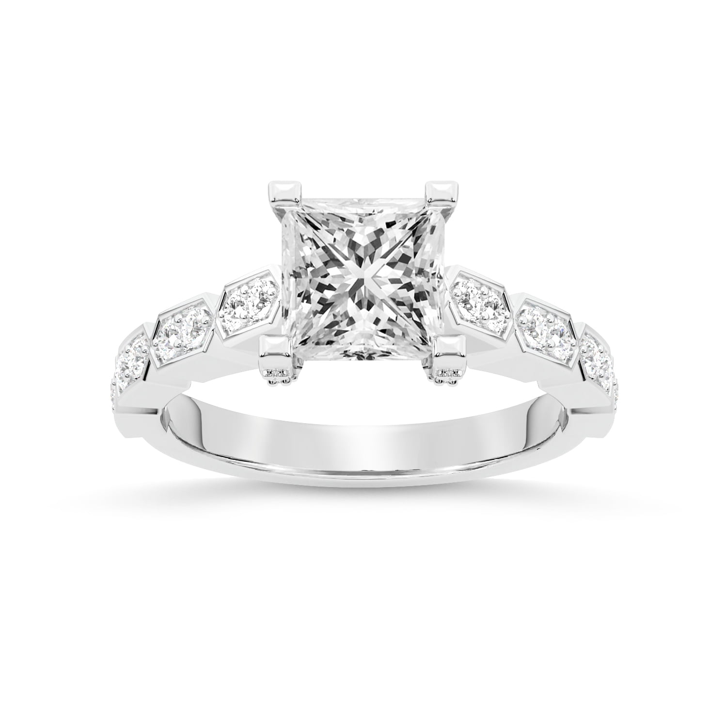 IGI Certified 4 Carat Princess Shape Lab Grown Diamond Engagement Ring ...