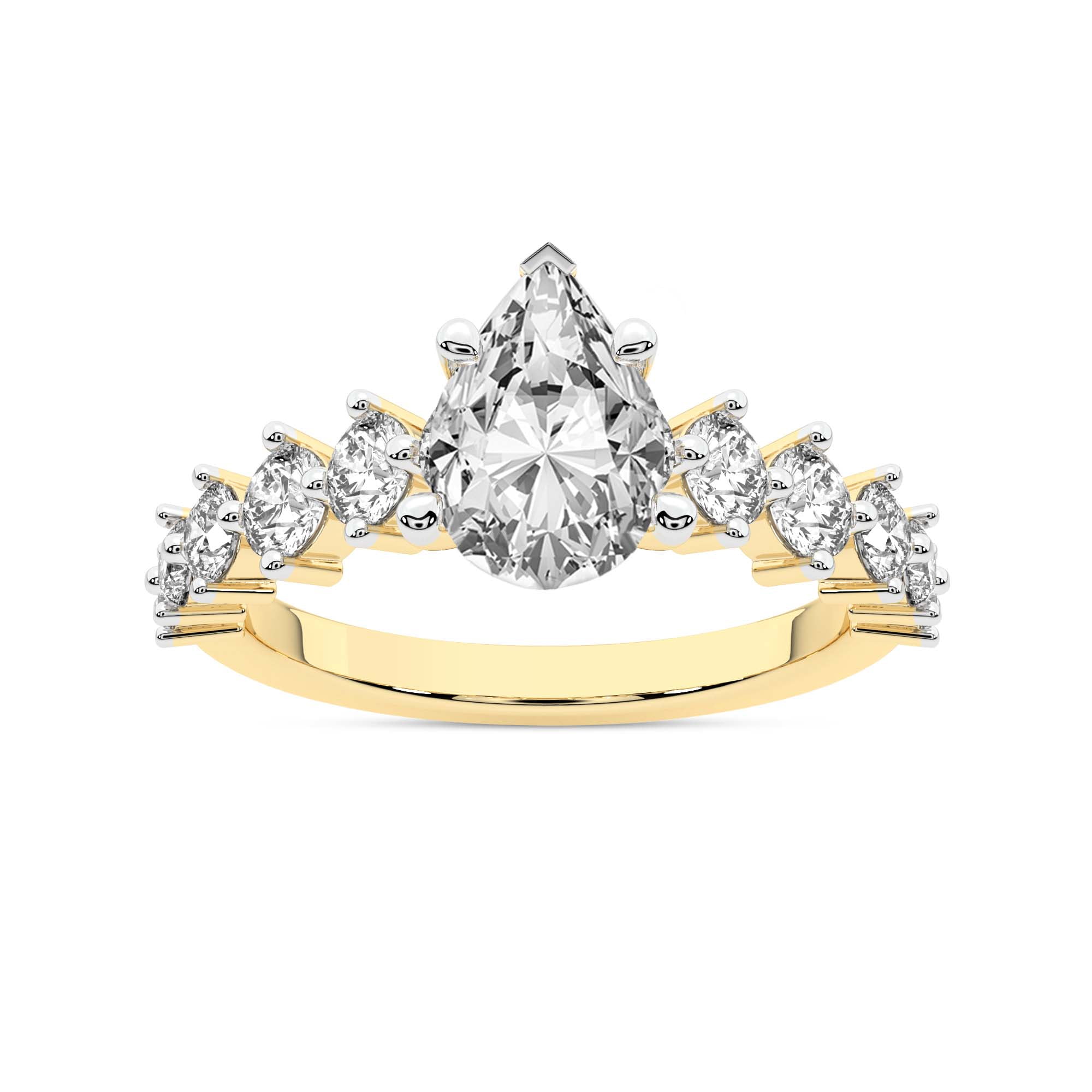 IGI Certified 5 Carat Pear Shape Lab Grown Diamond Engagement Ring | 14K Yellow Gold | Edna Side ...