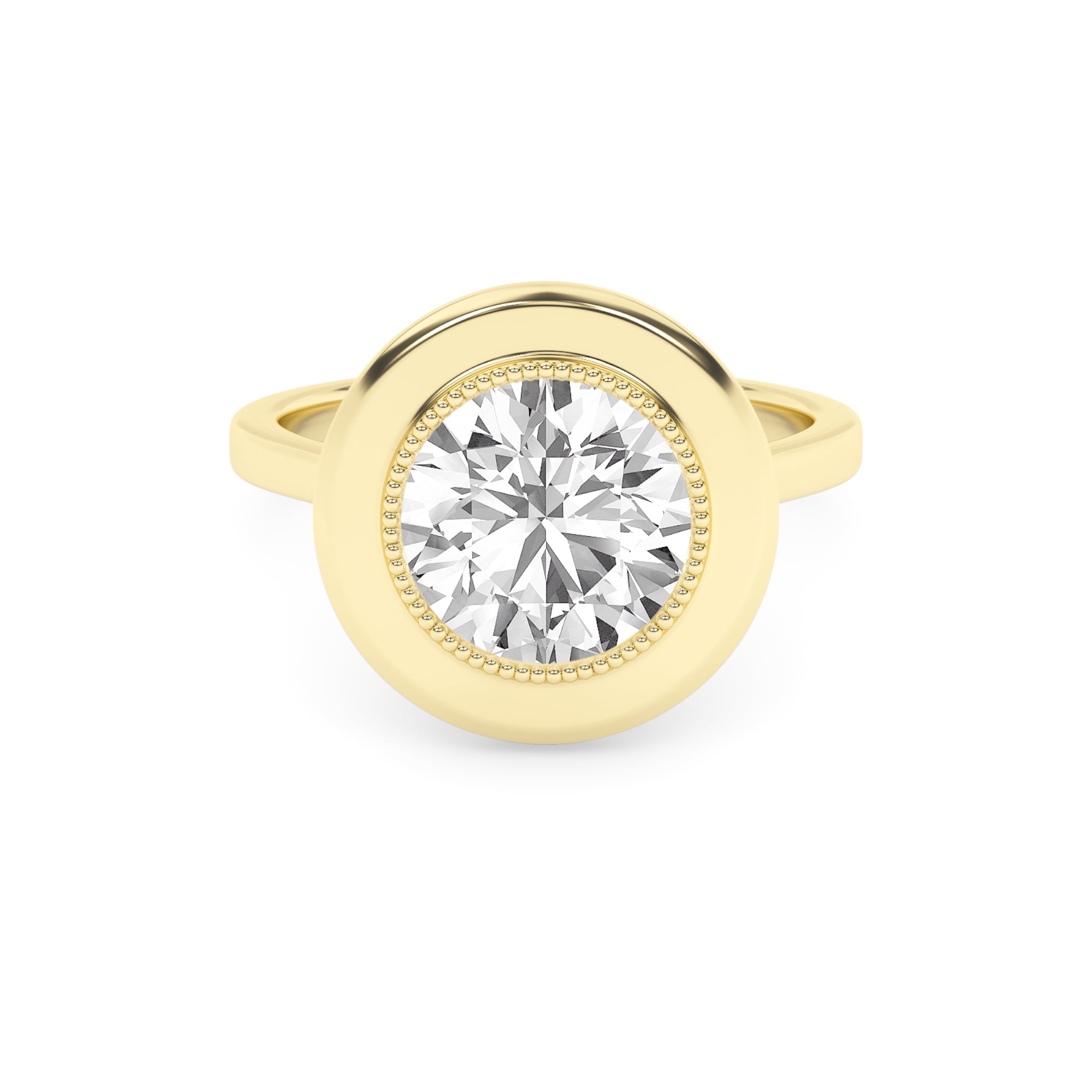 IGI Certified Bezel Miligrain Set Solitaire Style, 2.00 Carat (ctw) Lab Grown Diamond Engagement ...