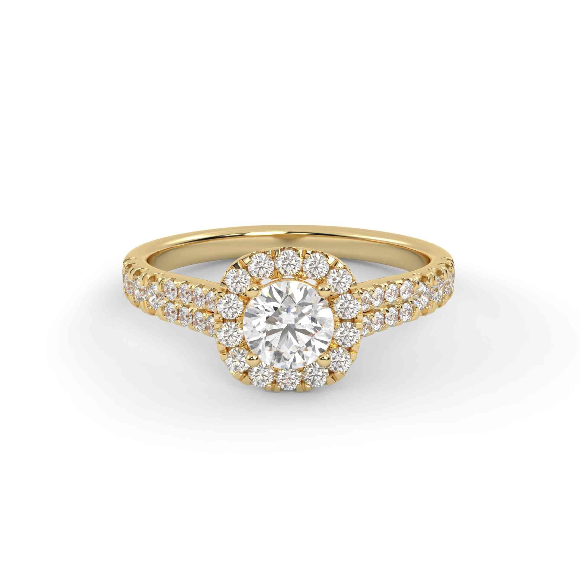 IGI Certified Double Row Halo Solitaire Engagement Ring, 0.95 Cttw ...