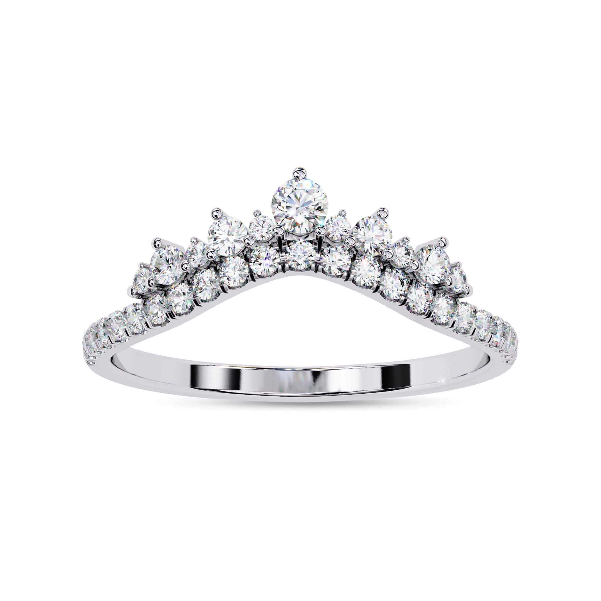 IGI Certified Lab Grown Diamond Crown Chevron Curve Ring, V Shape ...