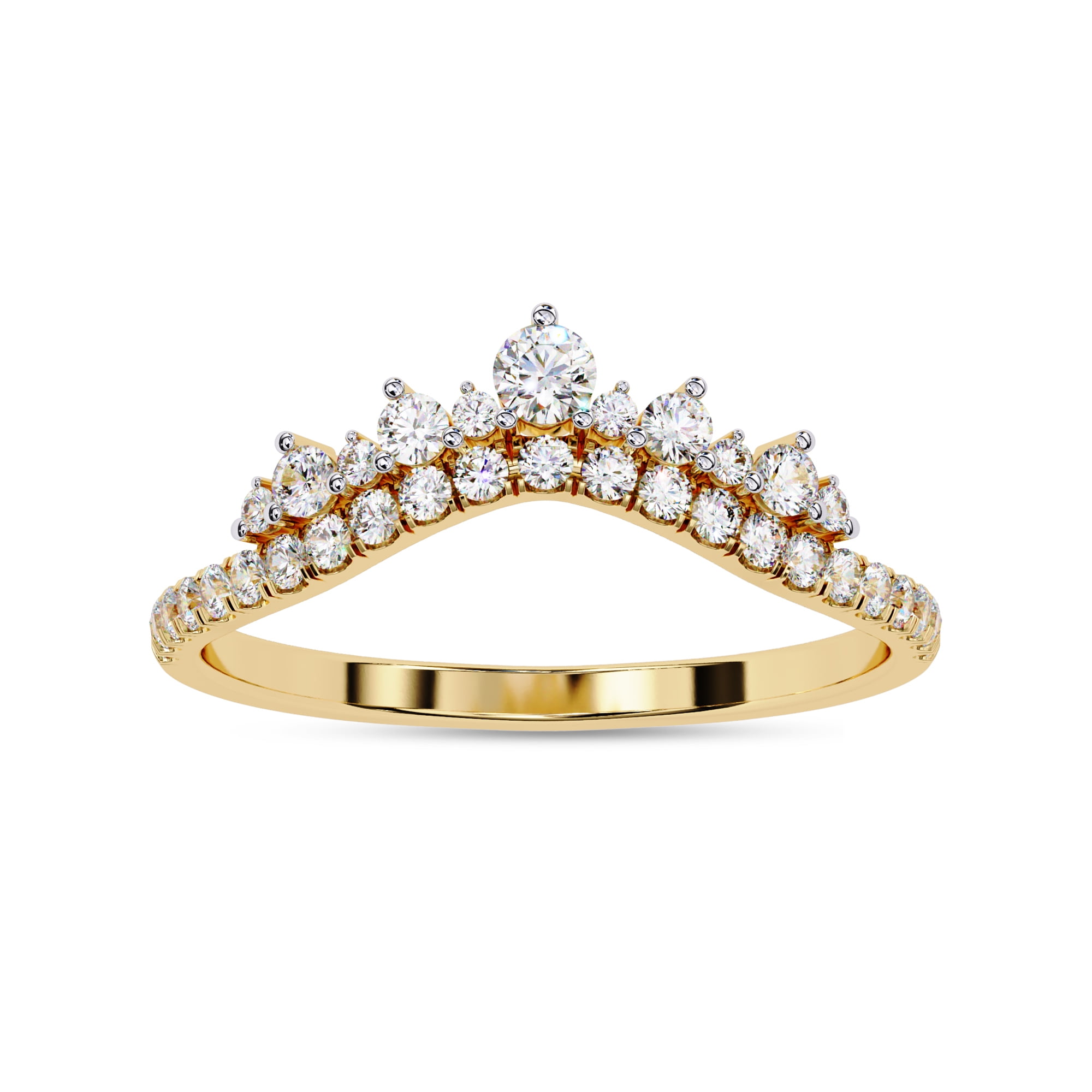 IGI Certified Lab Grown Diamond Crown Chevron Curve Ring, V Shape ...