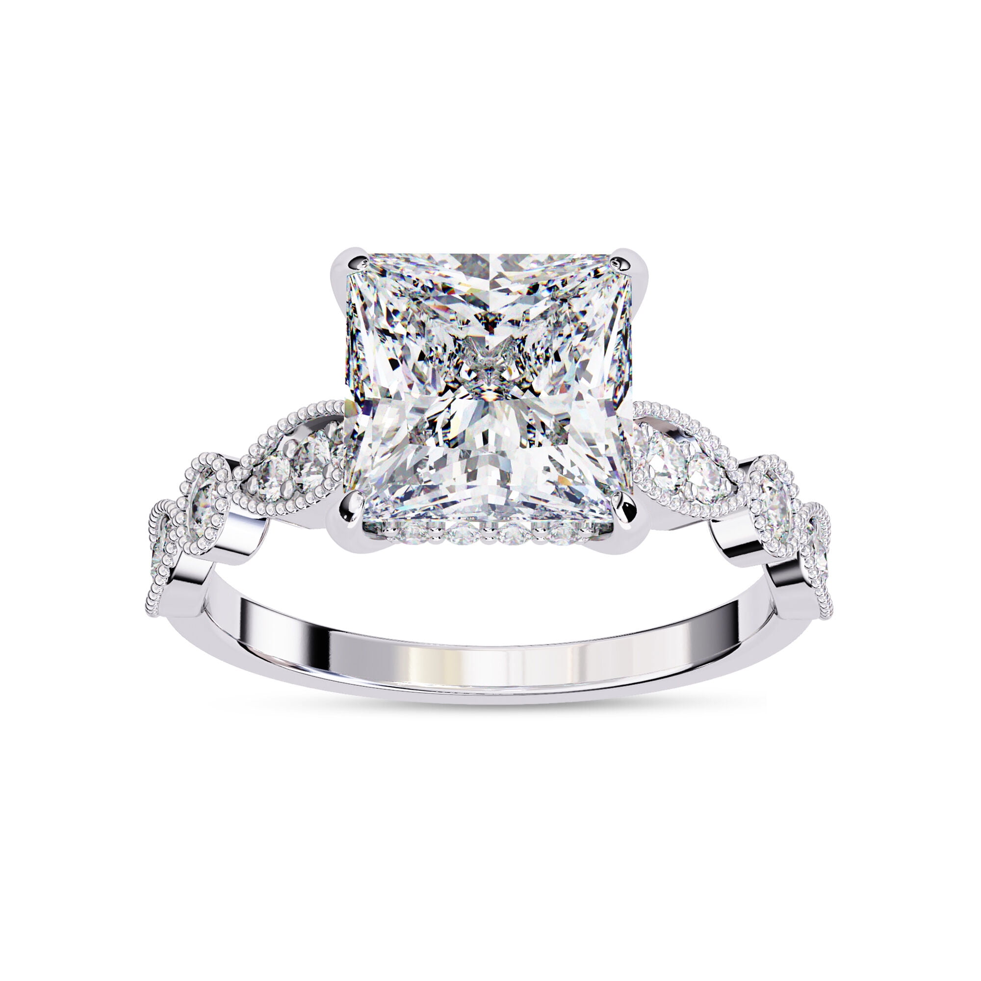 IGI Certified Lab Grown Diamond Engagement Ring | Center 7.5MM Princess ...