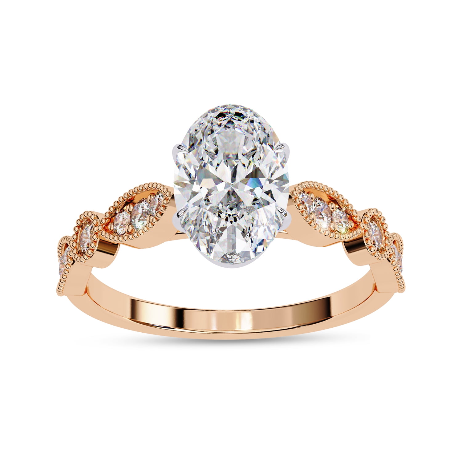 IGI Certified Lab Grown Diamond Engagement Ring | Center 9x6mm Oval Cut ...