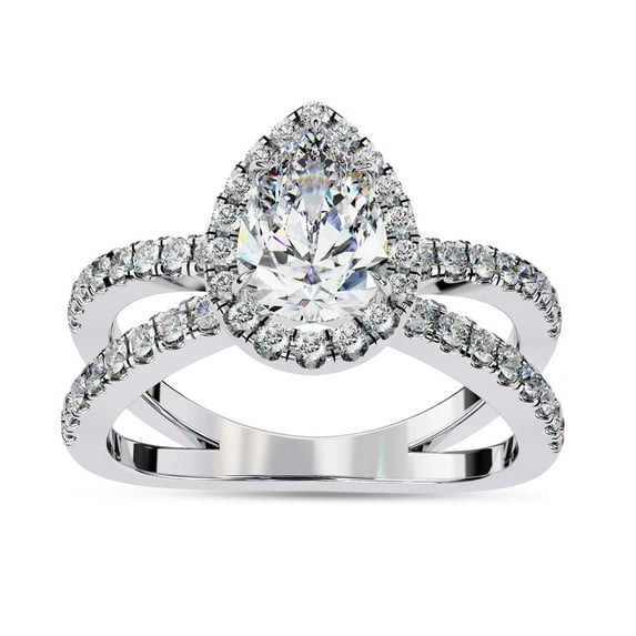IGI Certified Lab Grown Diamond Engagement Ring | Center 9x6mm Pear Cut ...