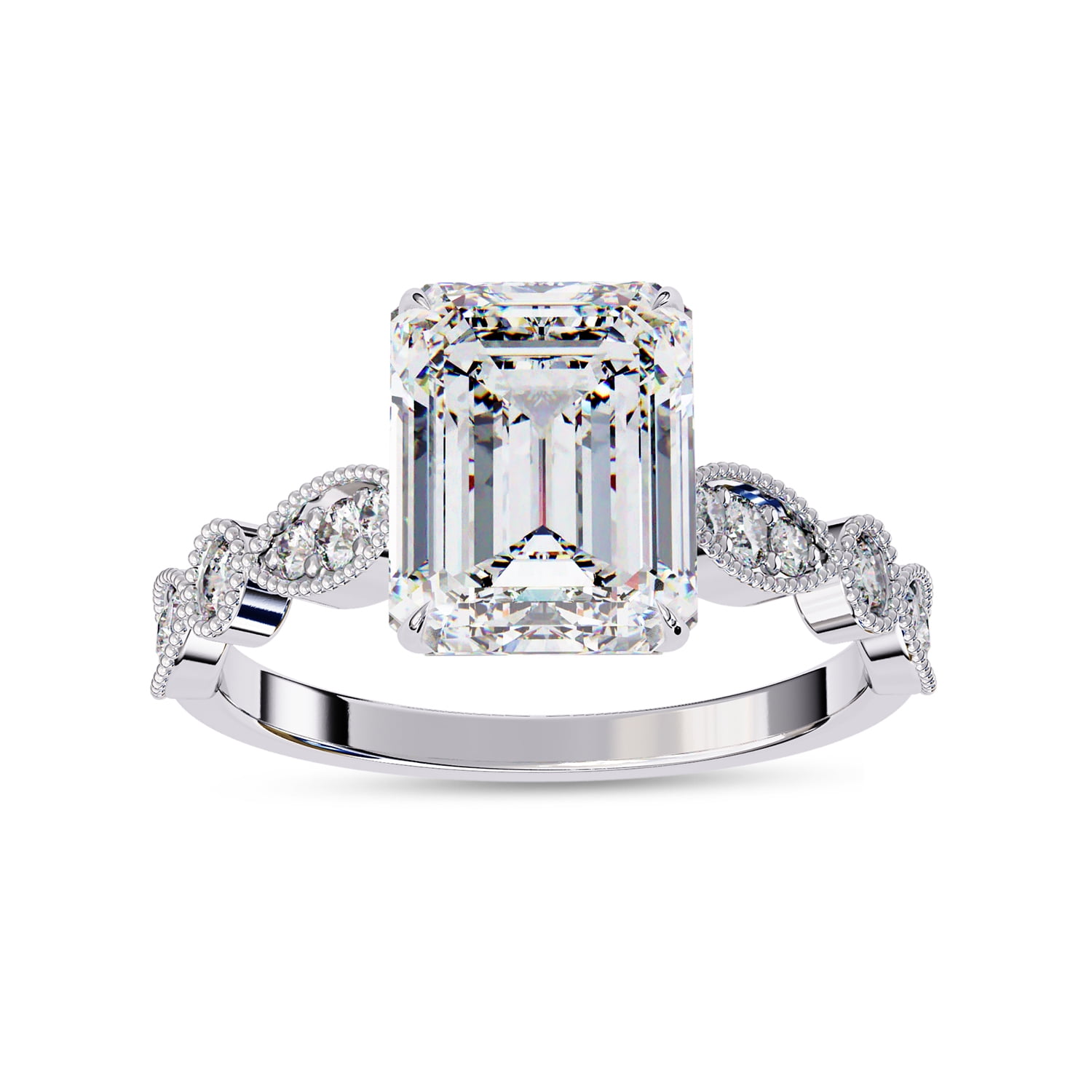 IGI Certified Lab Grown Diamond Engagement Ring | Center 9x7mm Emerald ...