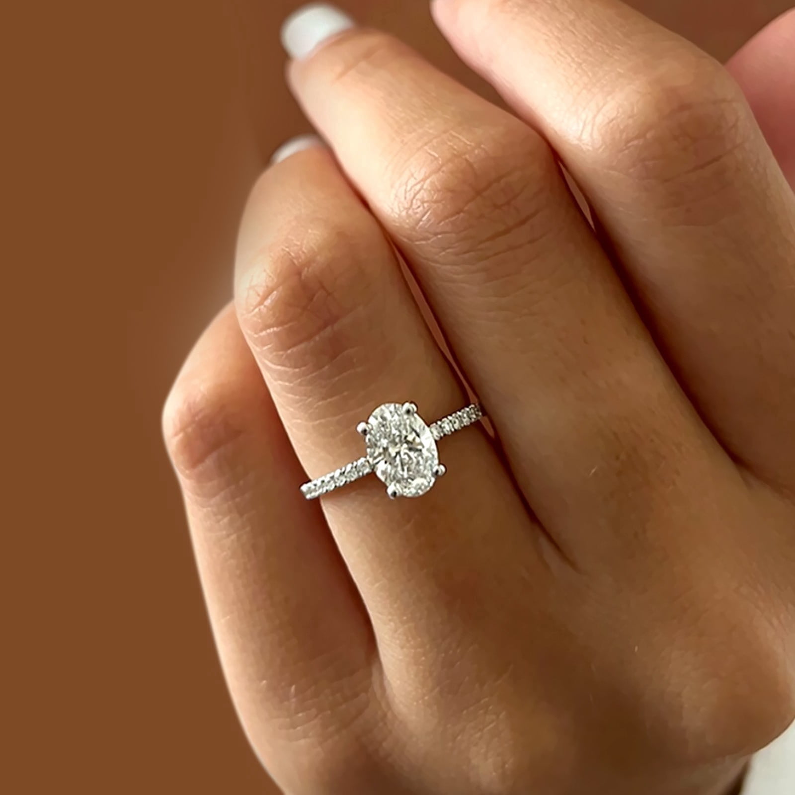 IGI Certified Lab Grown Oval Diamond Ring 1.40 Carat E F VVS2 18k Rose ...