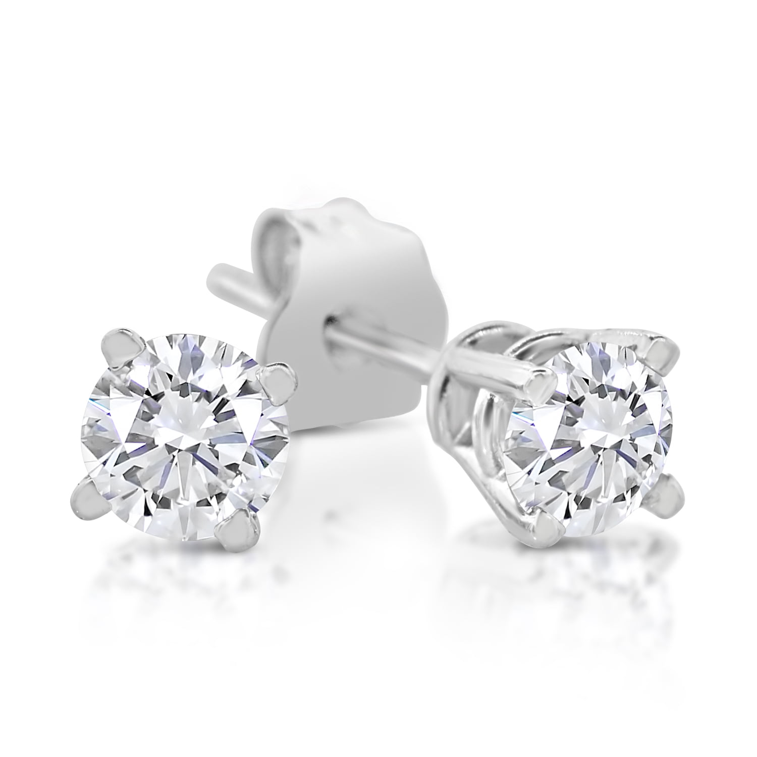 IGI certified 1/3 Carat TW Natural Diamond Stud Earrings 14k White Gold ...