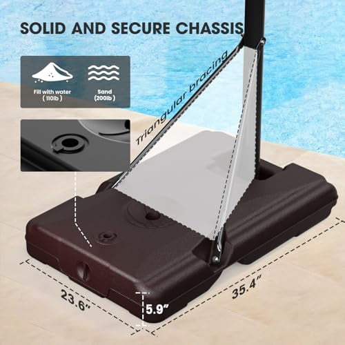 IGL Portable Basketball Hoop, 5.6-10FT Adjustable Basketball Goal ...