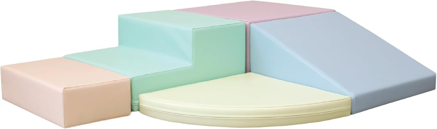 IGLU Set 6 Pastel Soft Play Forms, Large Foam Blocks, Baby Slide ...