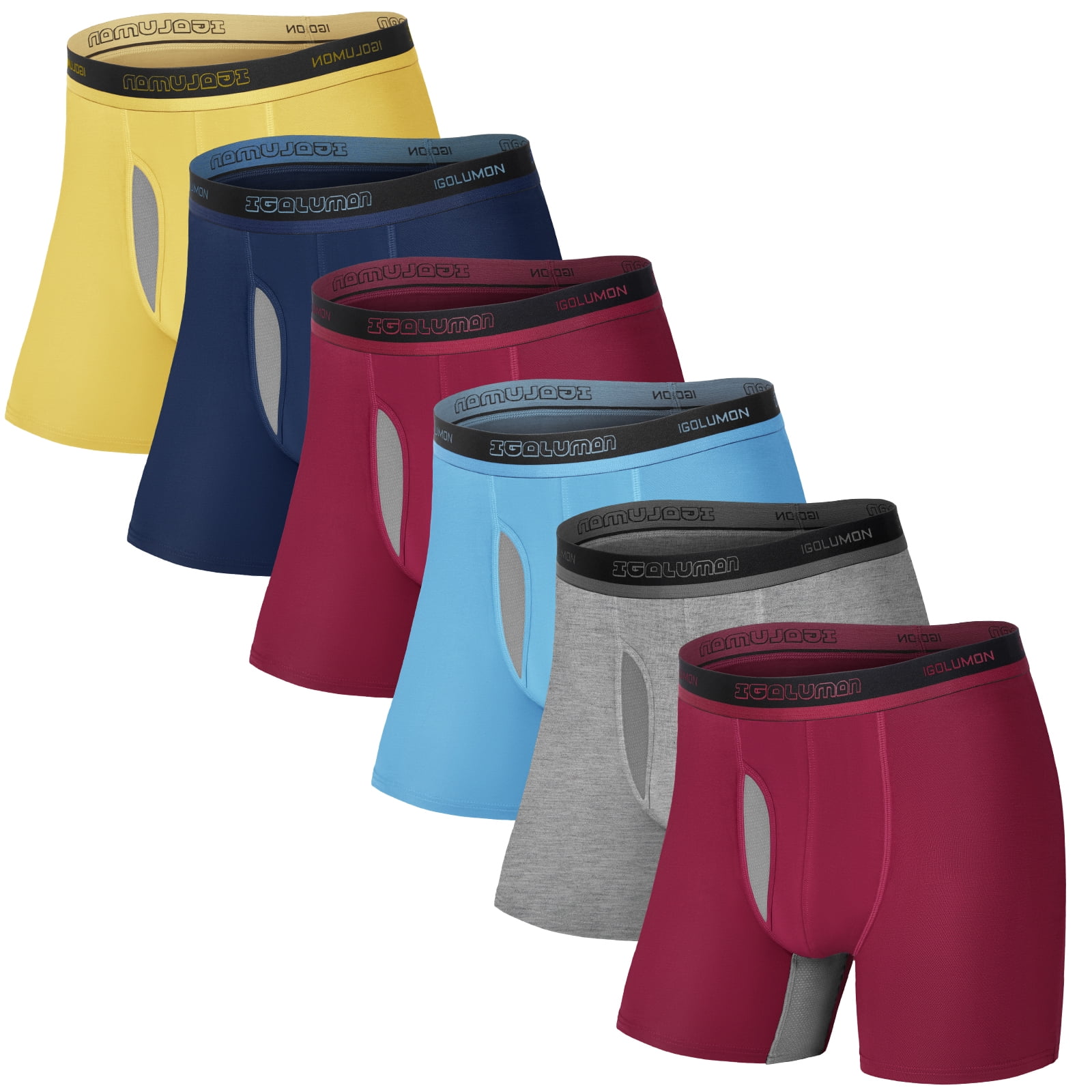 IGOLUMON Mens Underwear Boxers 6 Pack Bamboo Rayon Breathable Soft ...