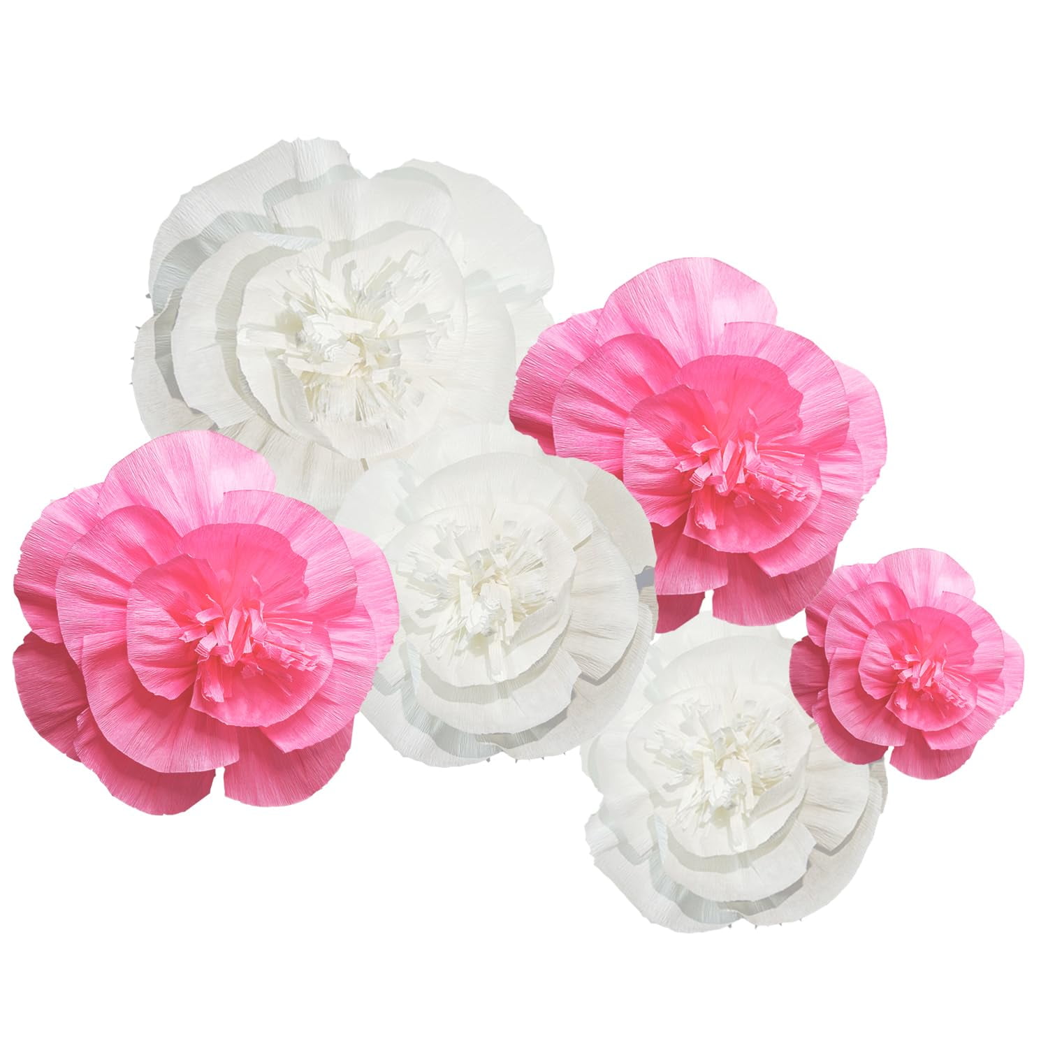 IGUO 3D Pink Flowers Backdrop Decorations 6PCS Nursery Wall Decor Paper ...