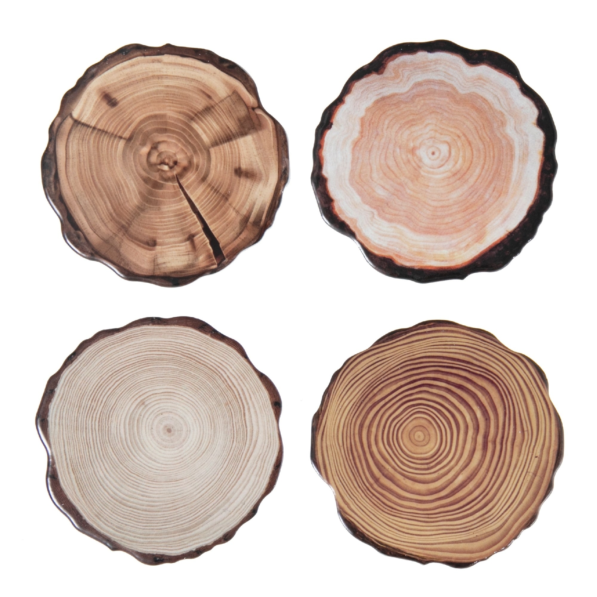 IH Casa Decor 4 Pc Round Ceramic Coasters (Wood Log) - Walmart.com