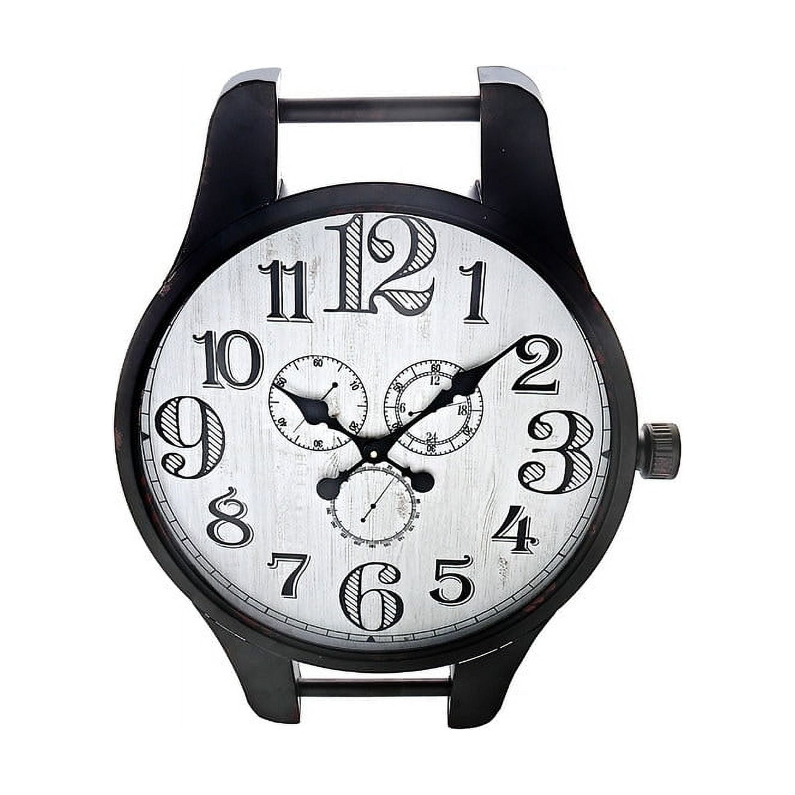 IH Casa Decor Black Metal Watch Shaped Clock - Walmart.com