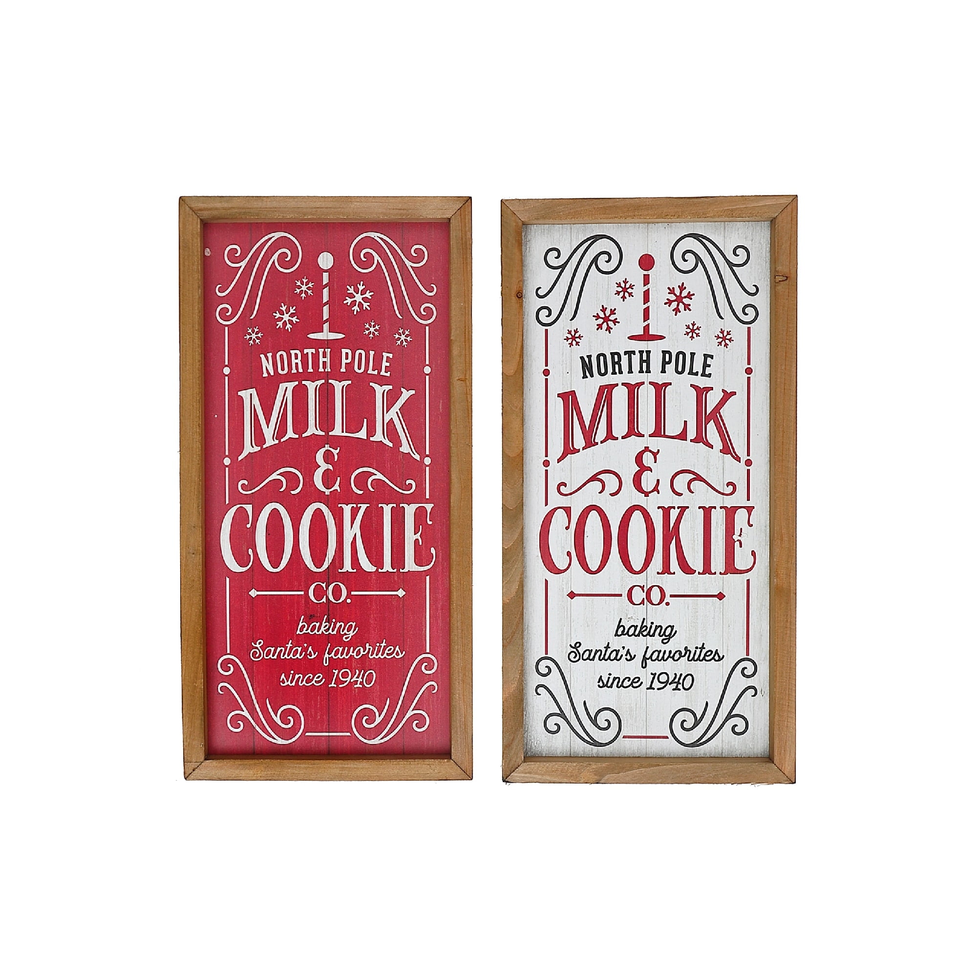 iH casadecor Framed MDF North Pole Milk and Cookie Sign, Set of 2 ...