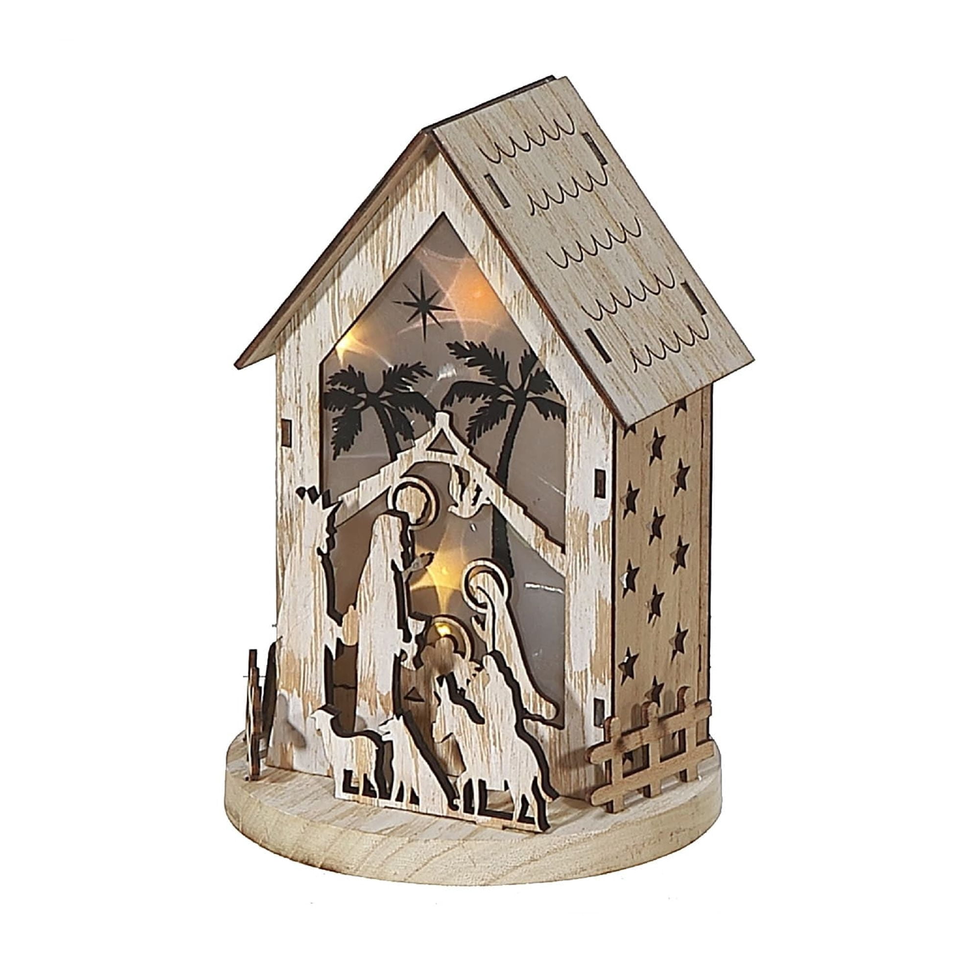 IH Casa Decor Led Wooden House Nativity Scene Stand Large - Multi ...