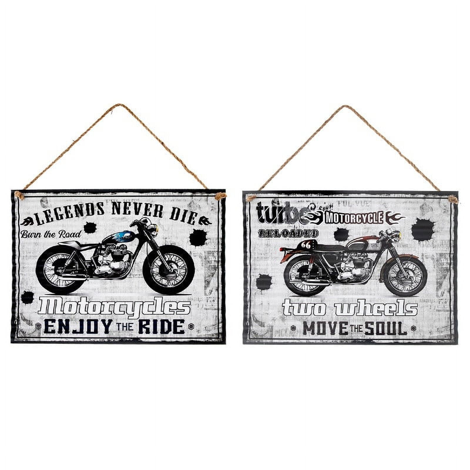 IH Casa Decor Rippled Metal Wall Sign (Motorcycle) (Asstd) - Set of 2 ...