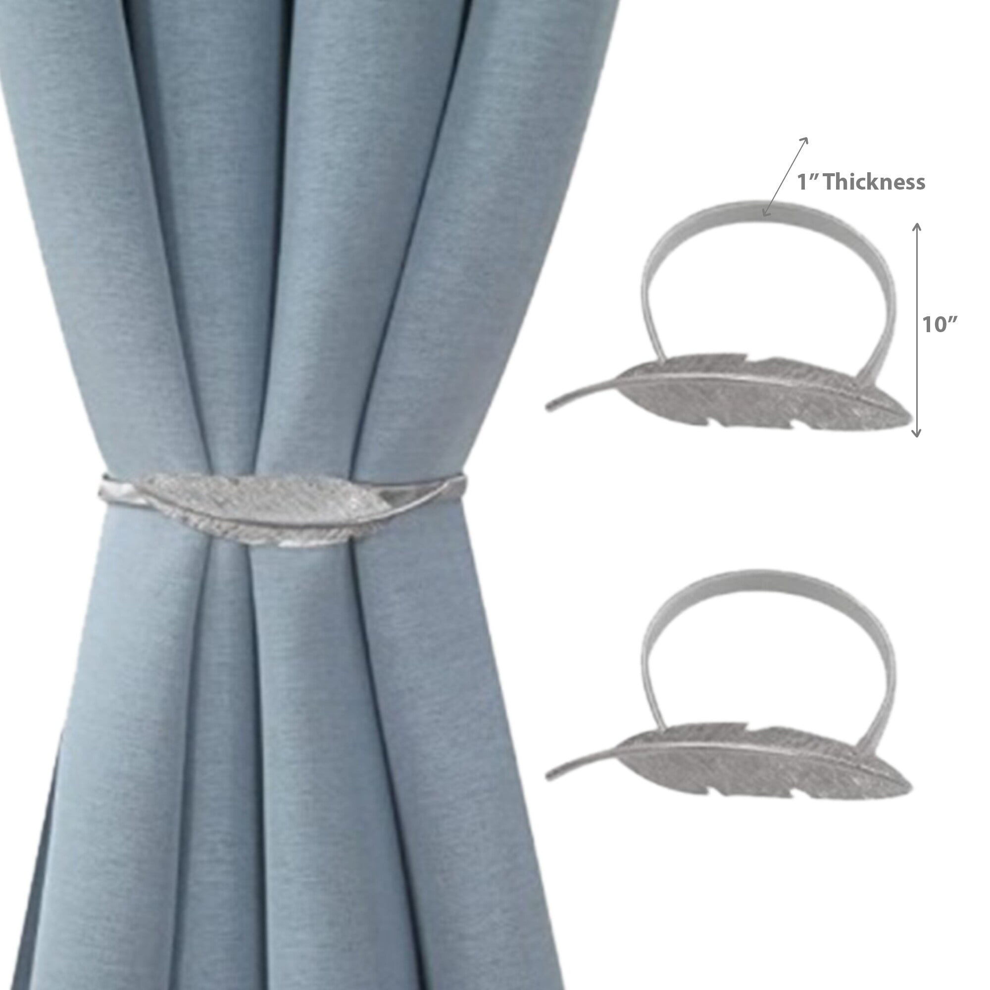 IH Casa Decor Set Of 2 Curtain Tiebacks Feather Silver - Walmart.com