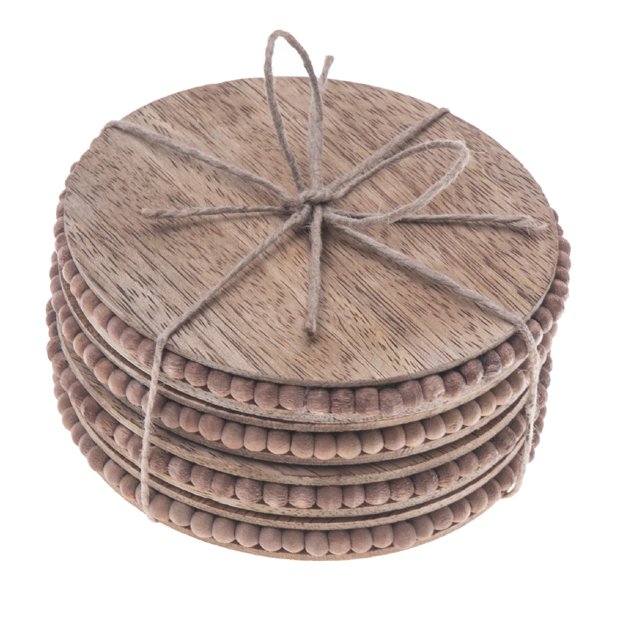 IH Casa Decor Set Of 4 Natural Beaded Round Coasters - Walmart.com