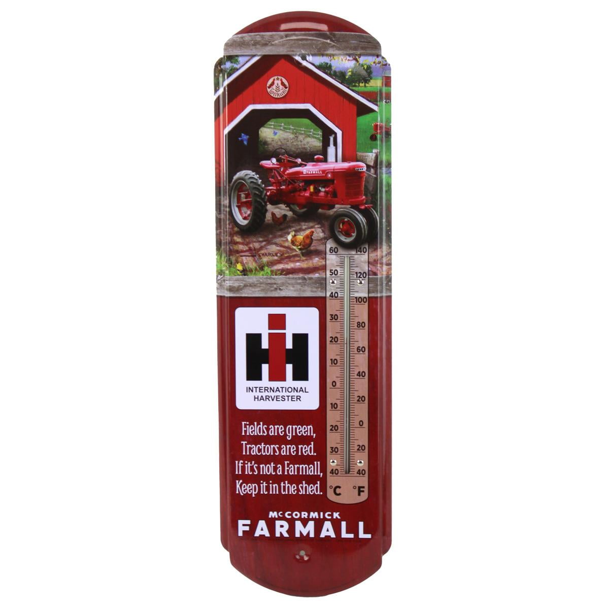 IH McCormick-Farmall H Tractor Scene Metal Thermometer, 5.125in x 17 ...