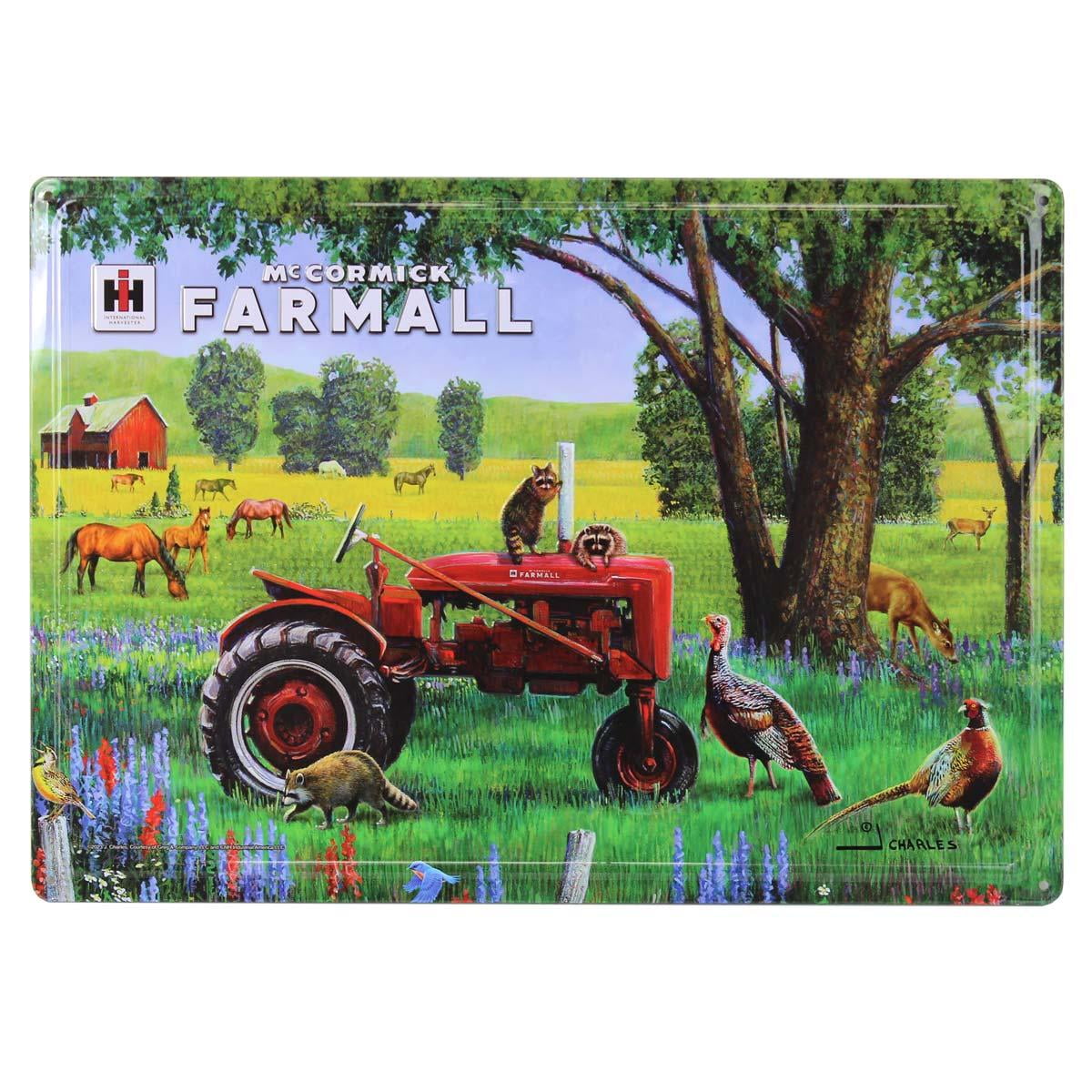 IH McCormick Farmall Tractor with Wildlife Embossed Metal Sign, 16.75in ...