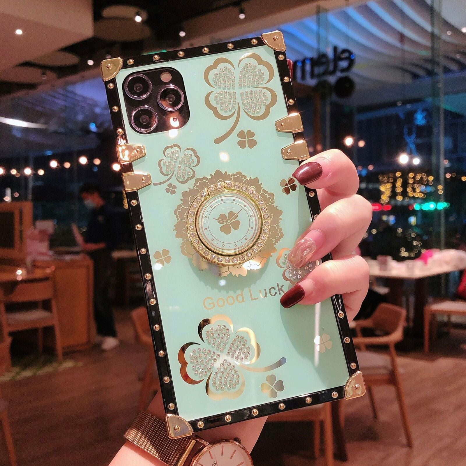 IH WIRELESS For iPhone 14/13 Series Shockproof Bling Flower Ring Case ...