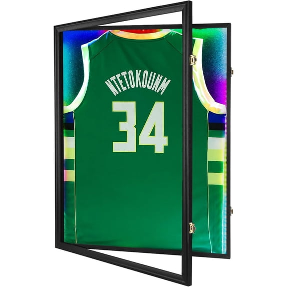 IHEIPYE LED Jersey Frame Display - Shadow Box with LED Light - Black ...
