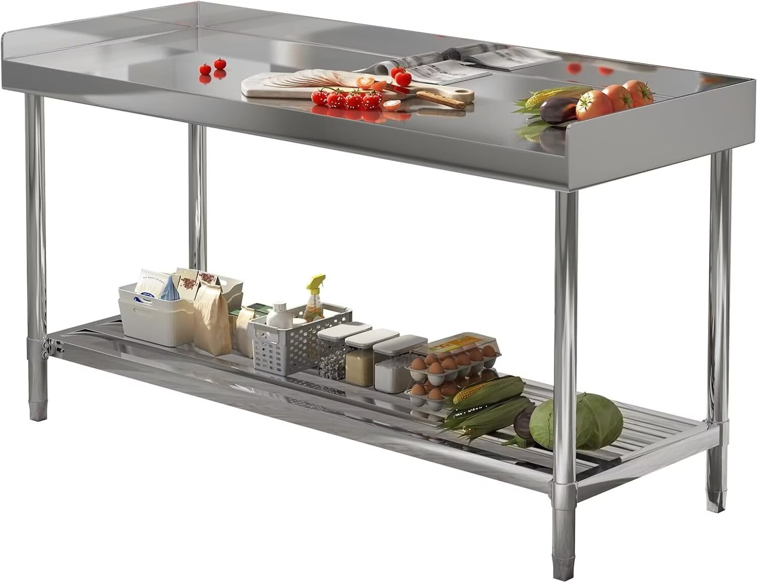IHEX Stainless Steel Table 48 x 24 Inch with Adjustable Undershelf ...
