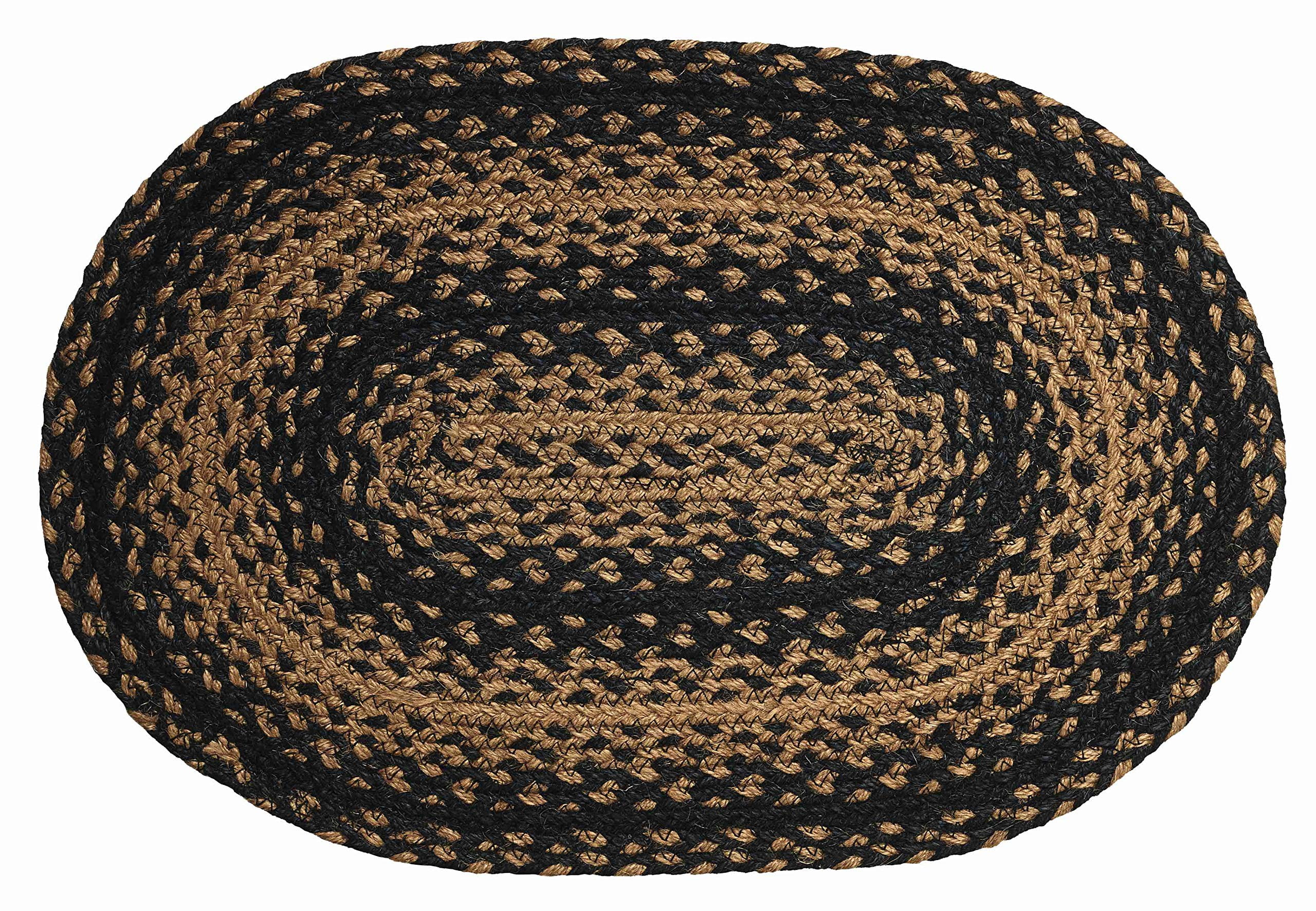 IHF Home Decor Ebony Design Braided Area Rug 20" x 30" Oval Accent ...