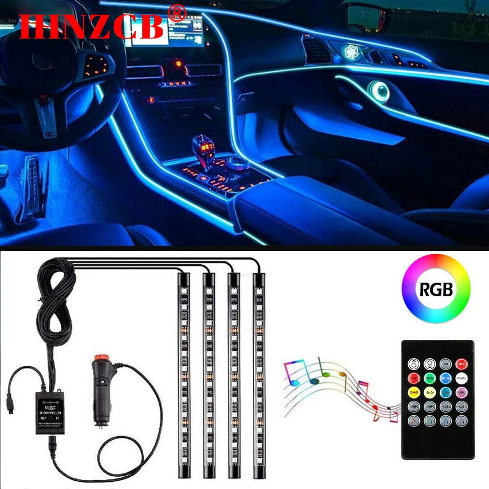 IHNZCB 4PC Motorcycle RGB LED Lights Wireless Remote Multi Color Neon ...