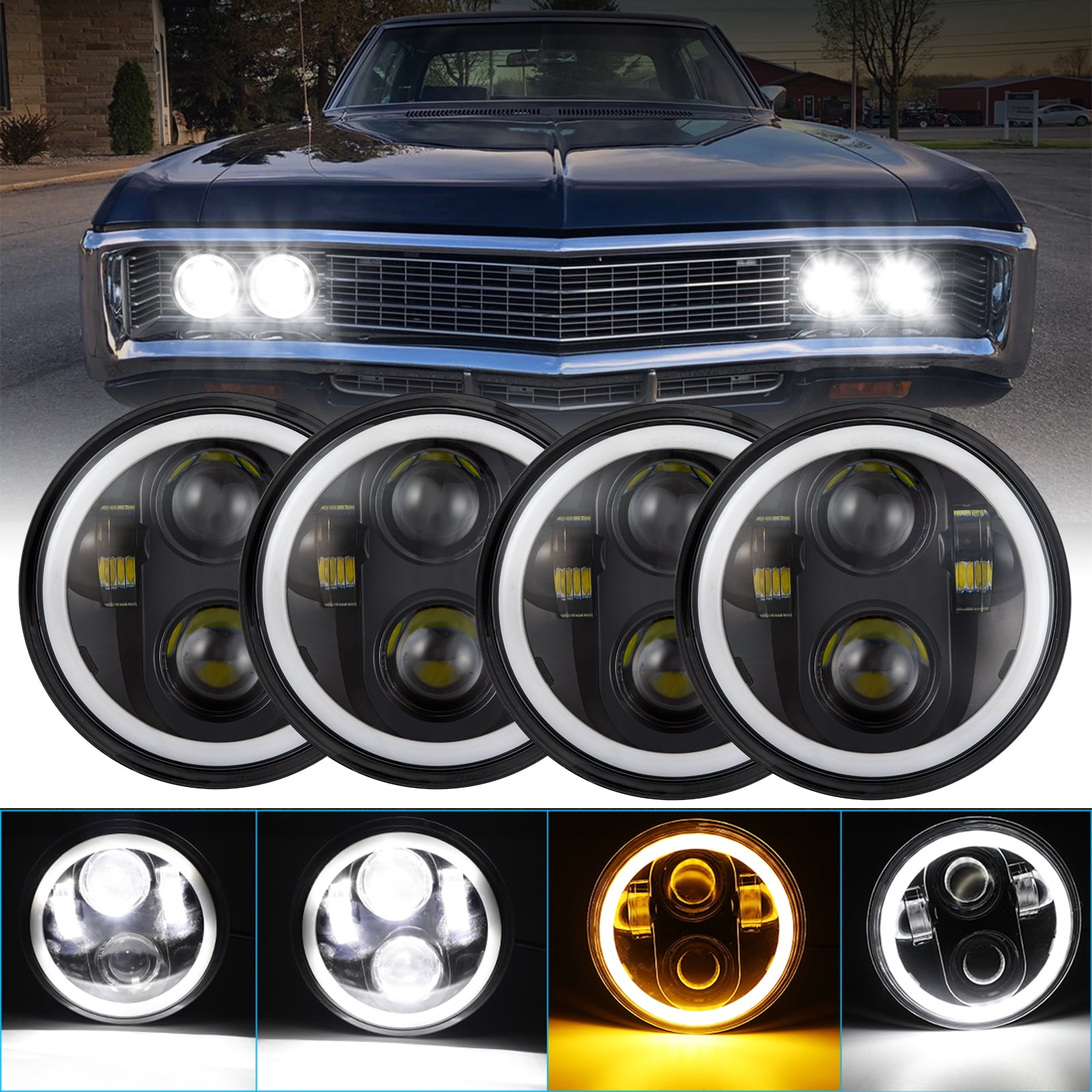IHNZCB 4pcs 5.75 inch Round Sealed Hi/Lo Beam LED Headlights Headlamp ...