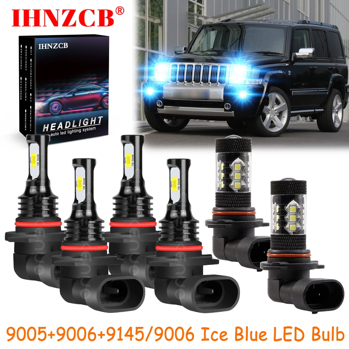 IHNZCB 9005+9006+9145/9006 for Jeep Commander 2006-2010 Ice Blue Led ...