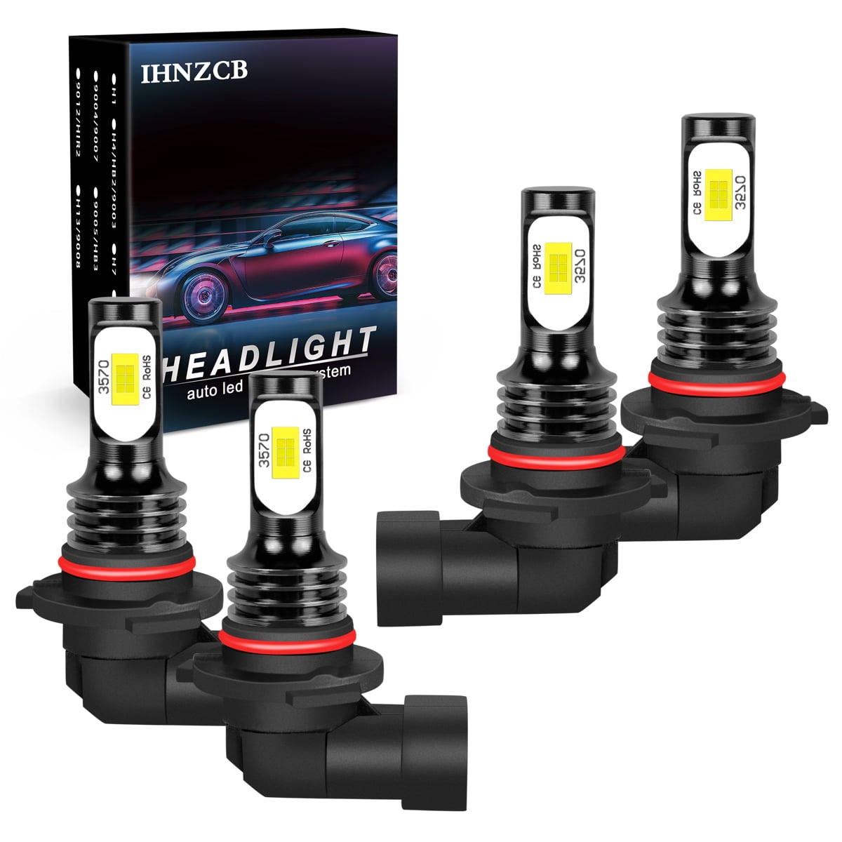 IHNZCB 9005 9006 LED Headlights Kit Combo Bulbs 8000K High Low Beam ...