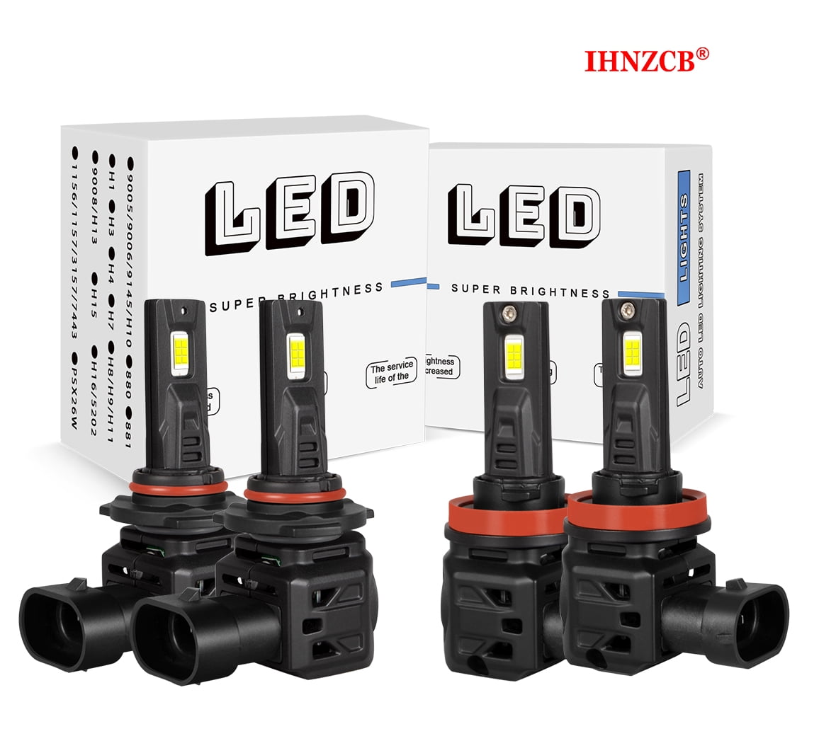 IHNZCB 9005 H11 LED Headlight Bulb Kit Hi/Low Beam 6000K White Bulbs Bright Lamp 4x - Walmart.com