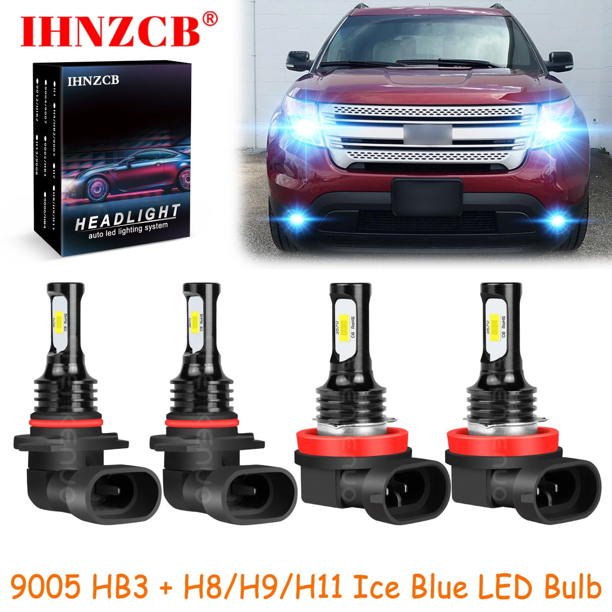 IHNZCB 9005+H8/H9/H11 for Ford Explorer 2011-2015 Ice Blue Led ...