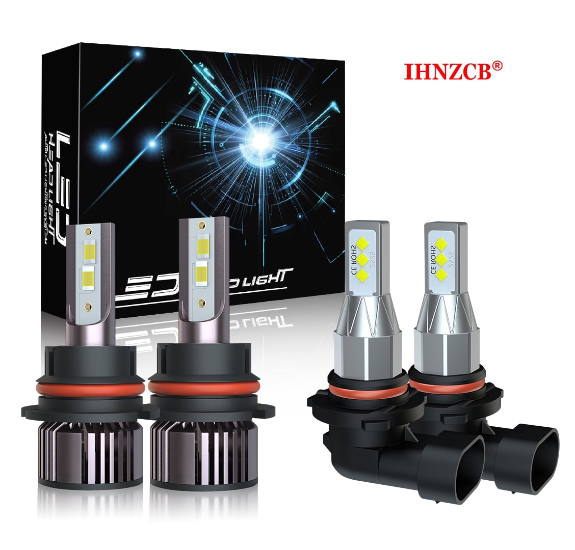 IHNZCB 9007+9005/9006 LED Headlight Bulb Kit High Beam 6000K Cool White ...