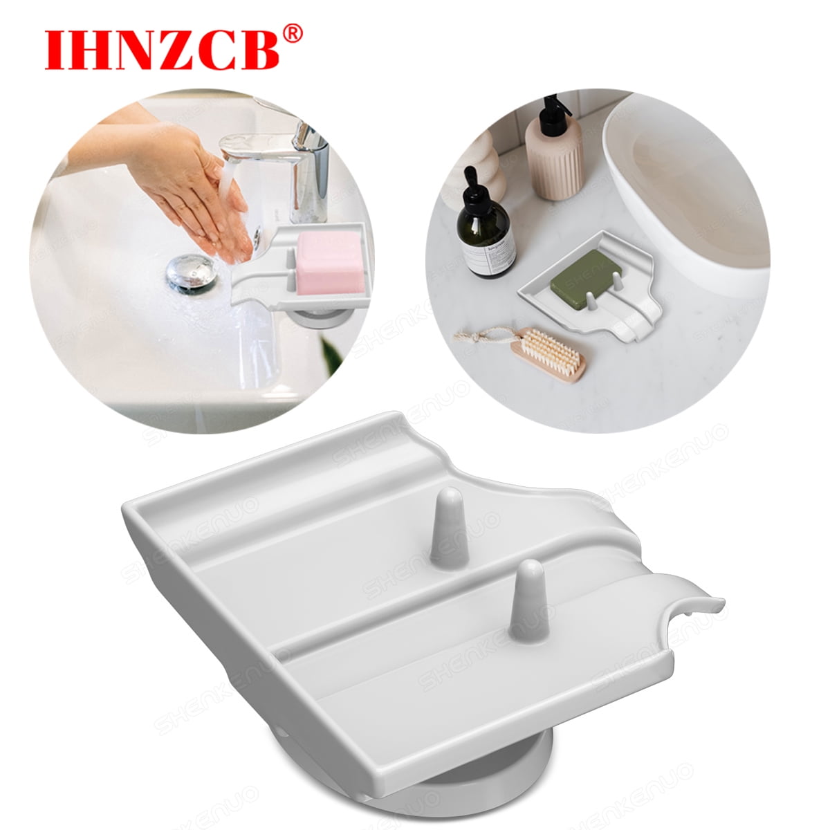 IHNZCB Bathroom Kitchen White Soap Dish Saver Holder Suction Dryer ...