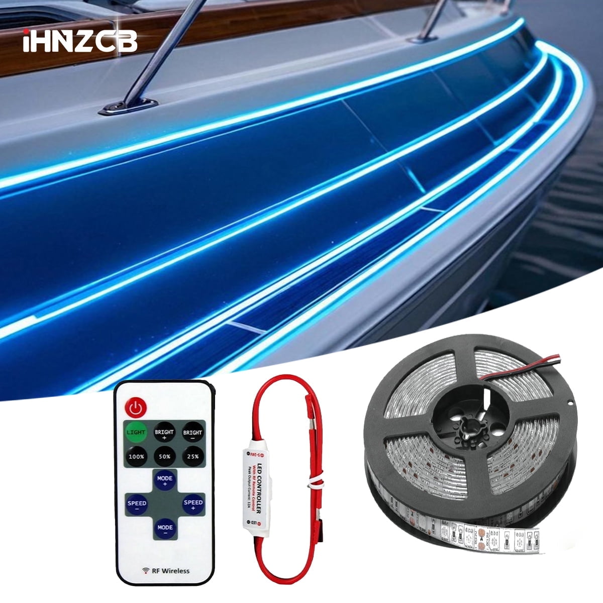 IHNZCB Blue LED Boat Light Deck 5M/16.4FT Waterproof Marine LED Night ...