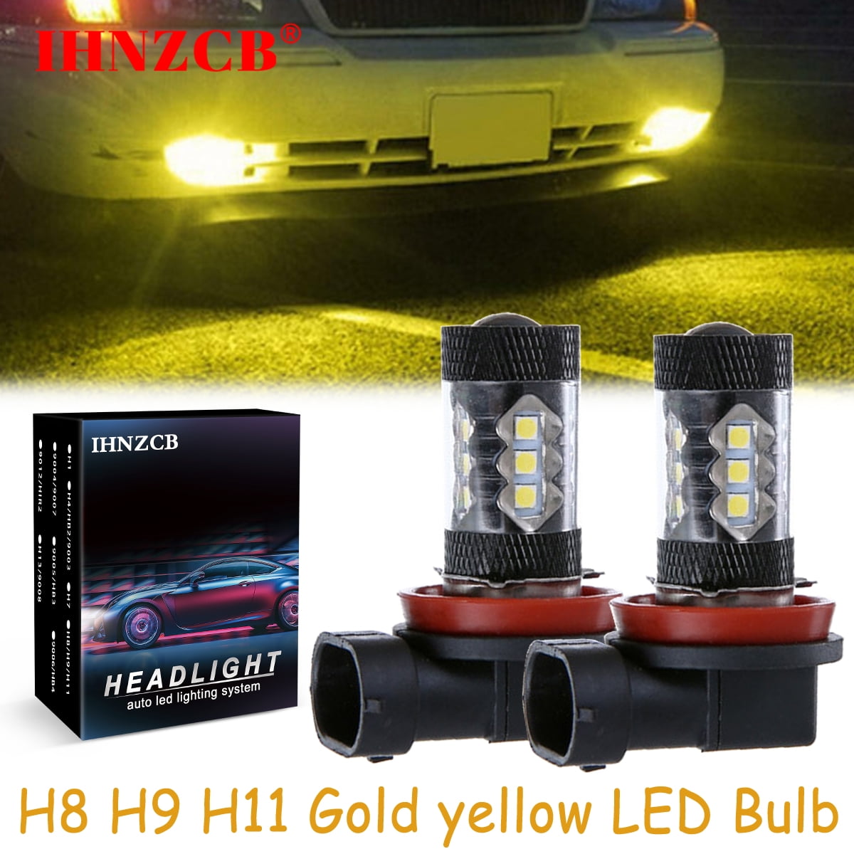 IHNZCB Bright H8 H11 H16 Led Fog Light Driving Drl Light Bulbs 3000k ...